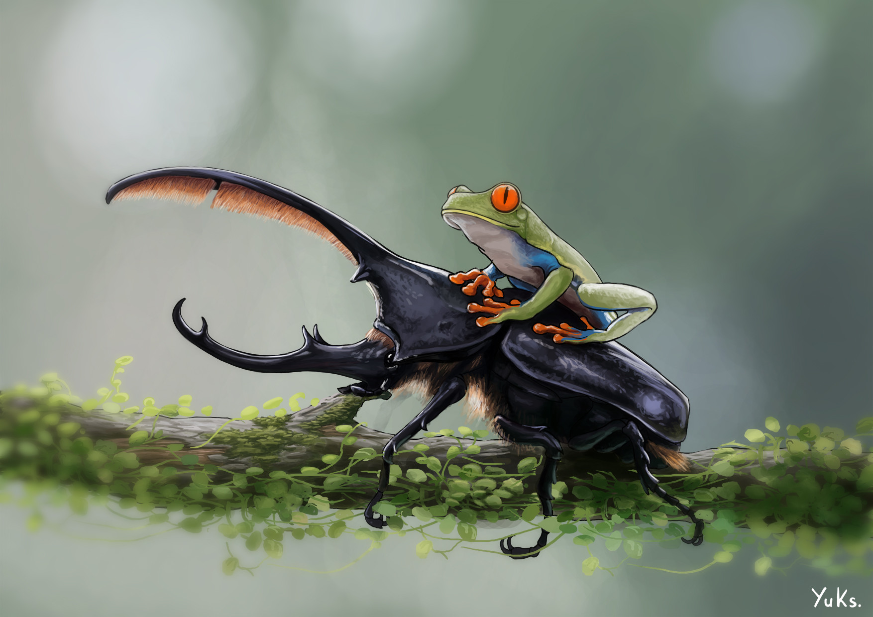 ArtStation - Frog riding bug study