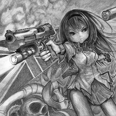 how to draw anime girl with gun