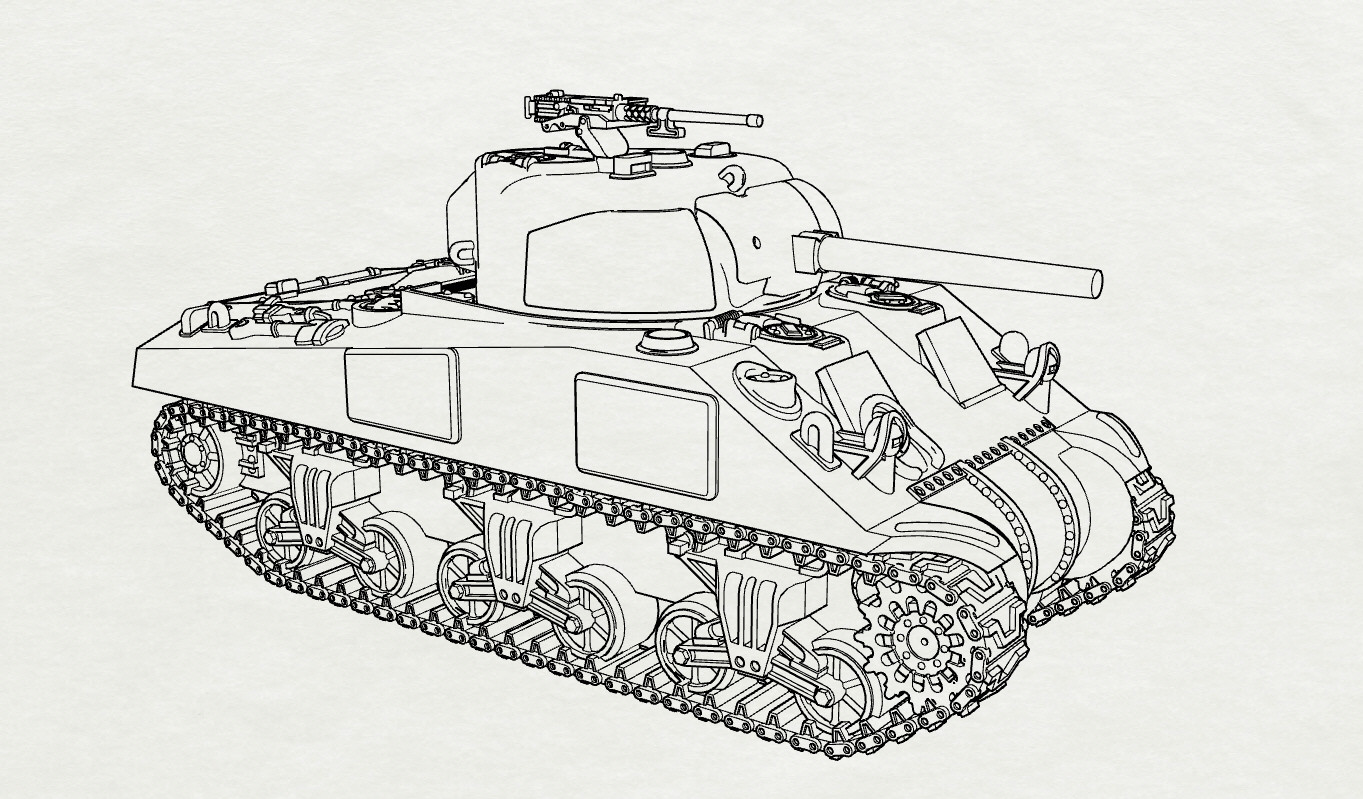 sherman tank coloring pages