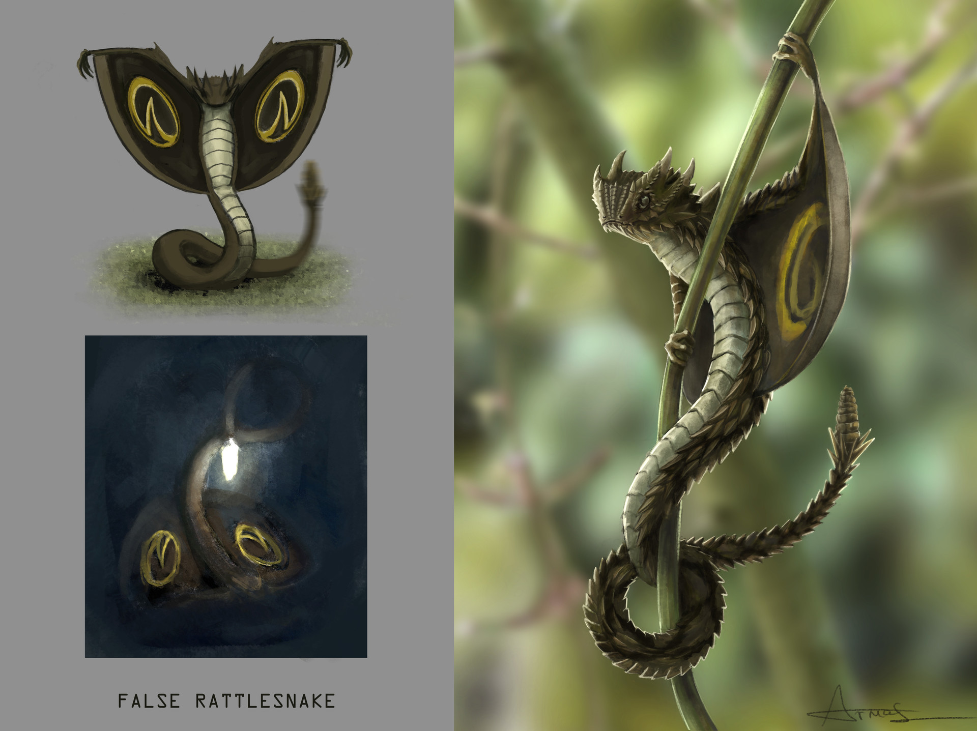 ArtStation - Creature design: False Rattlesnake.
