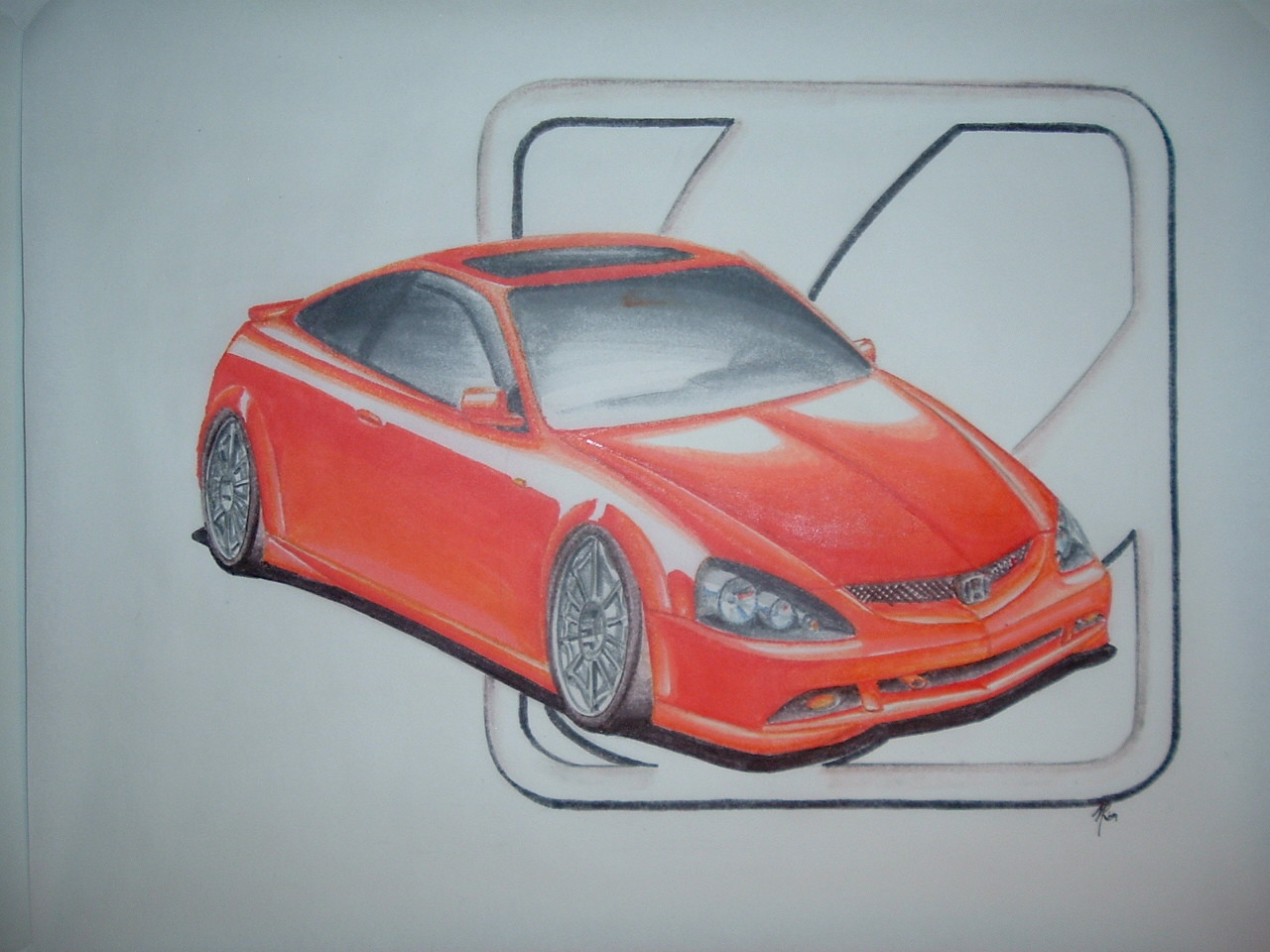how to draw car with colored pencil