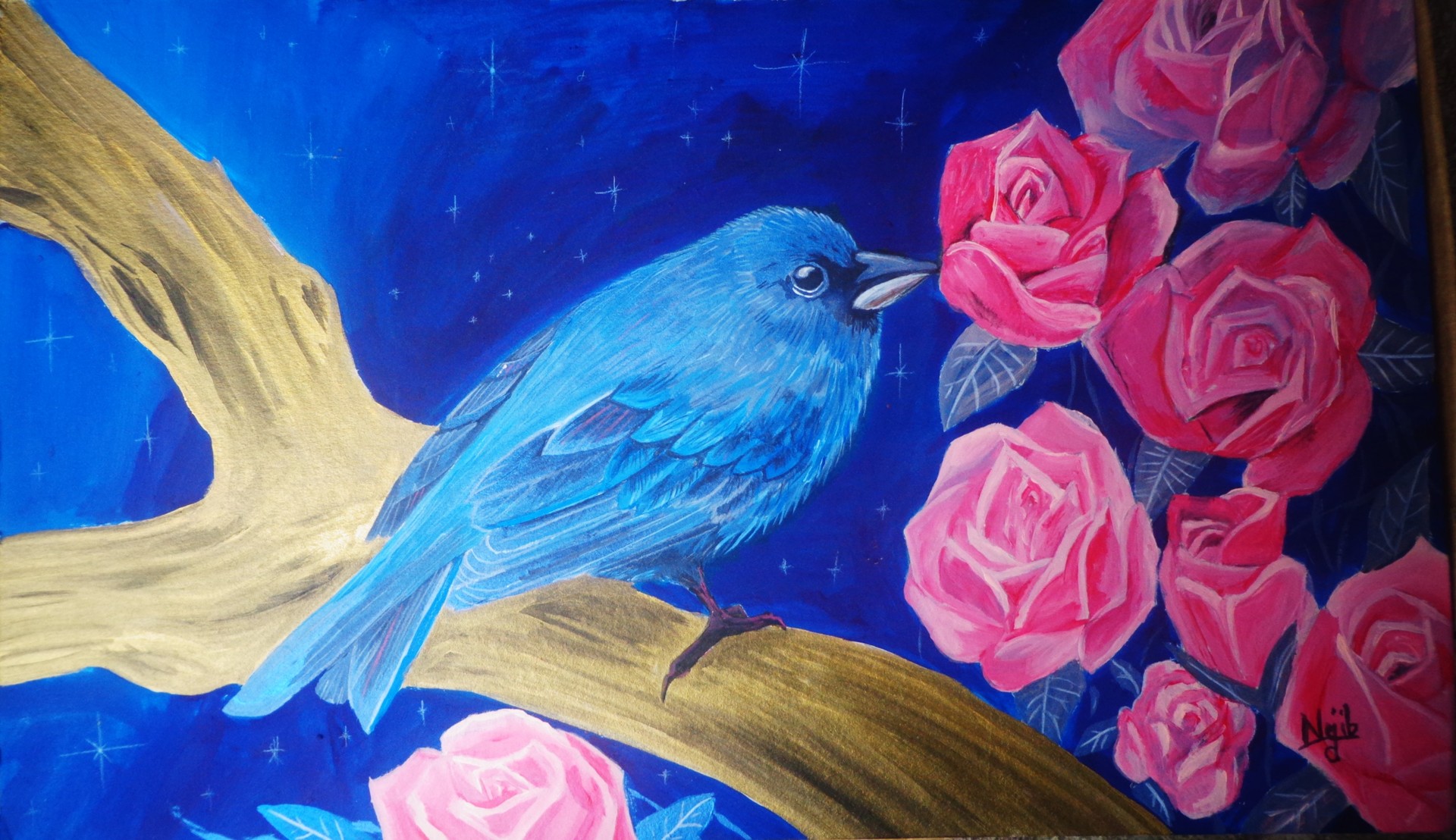 ArtStation - BlueBird and Roses