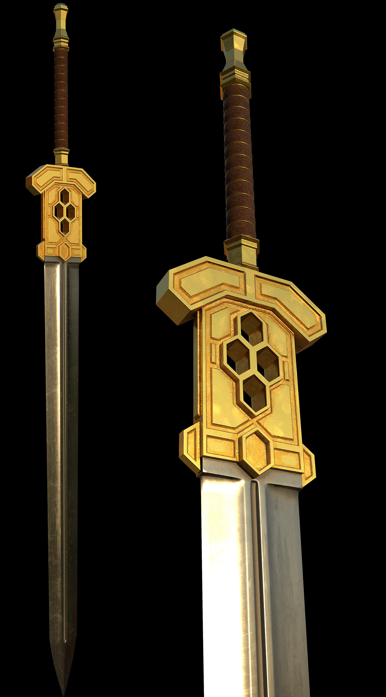 ArtStation - Dwarven golden greatsword