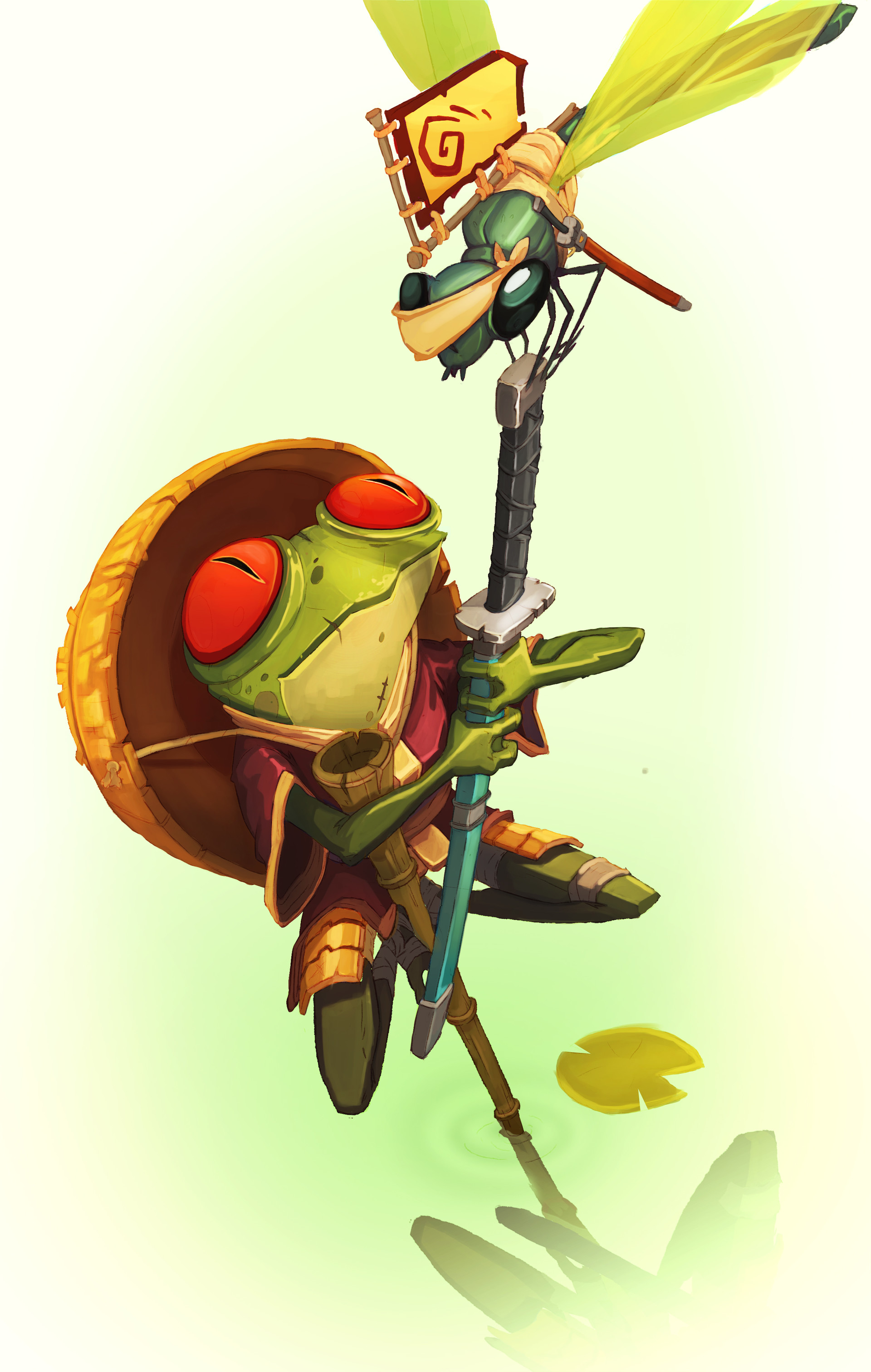 ArtStation - FROG SAMURAI AND HIS DRAGONFLY MASTER
