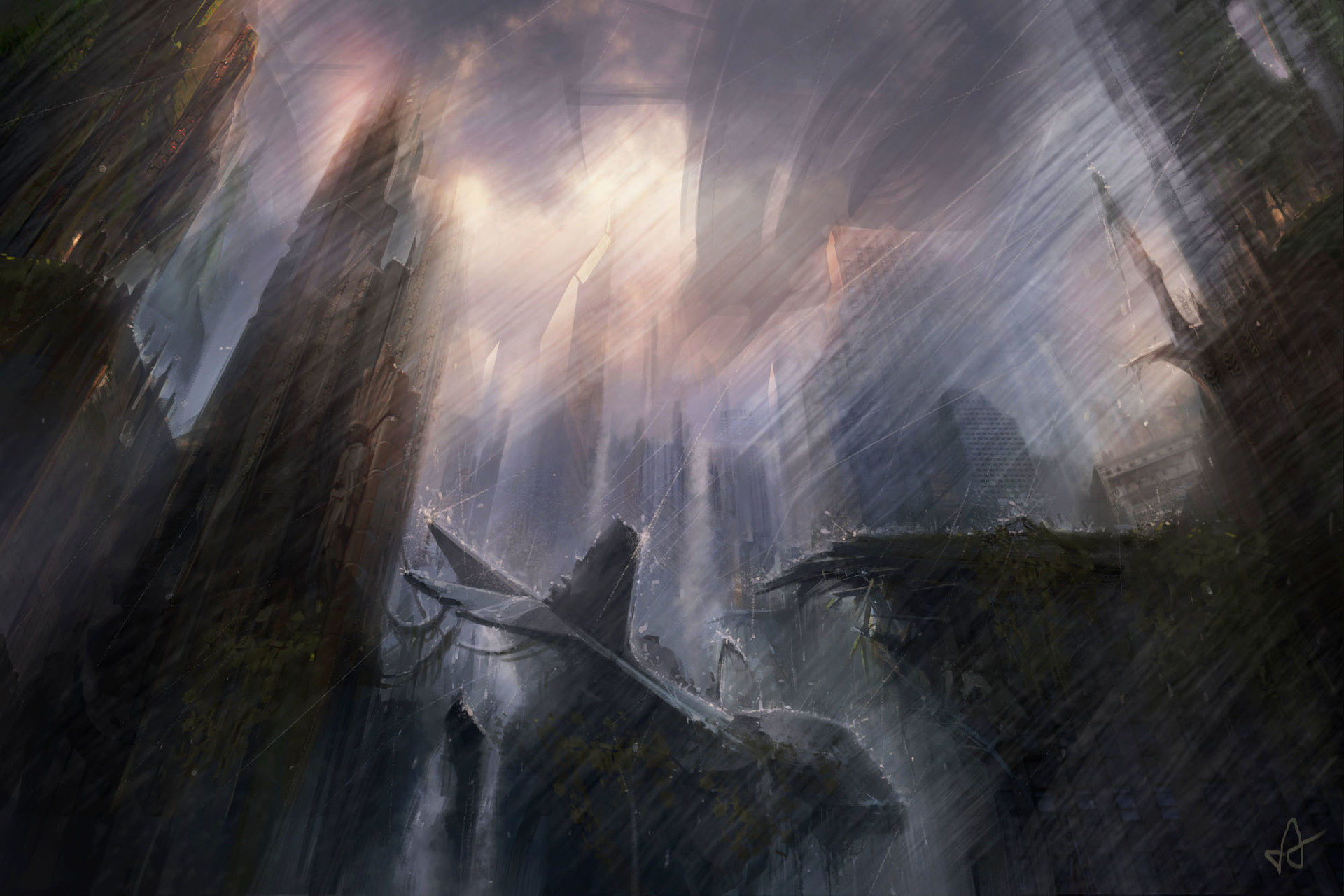 ArtStation - rain town