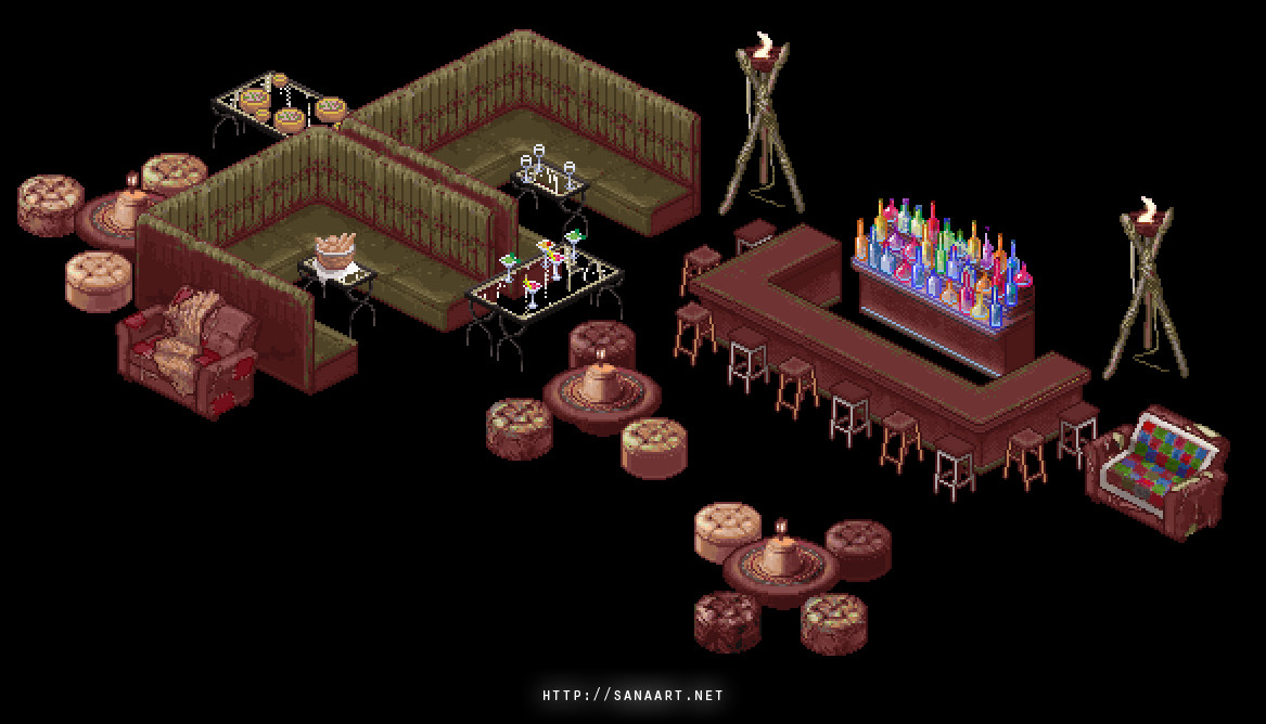 isometric pixel art objects