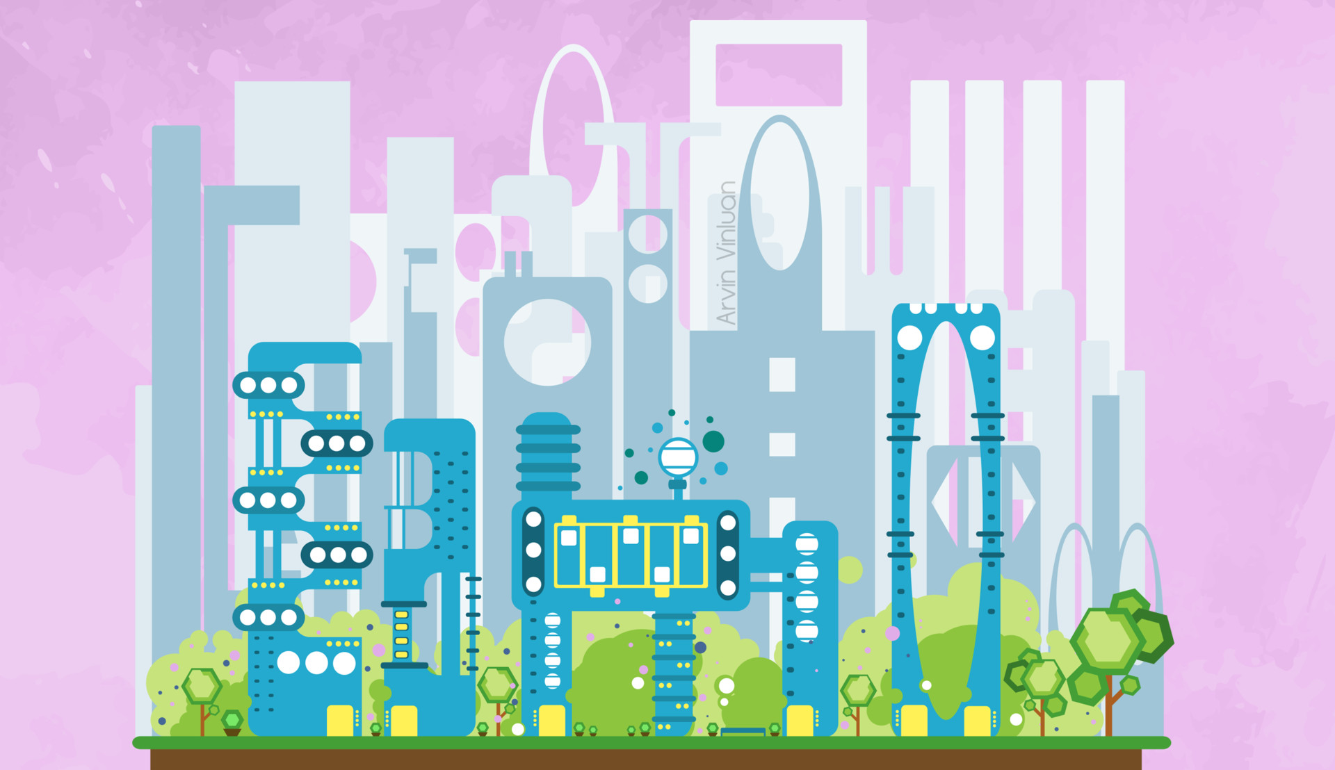 Arvin Vinluan - 2D Vector - Futuristic City and Home ( Game Backgrounds )