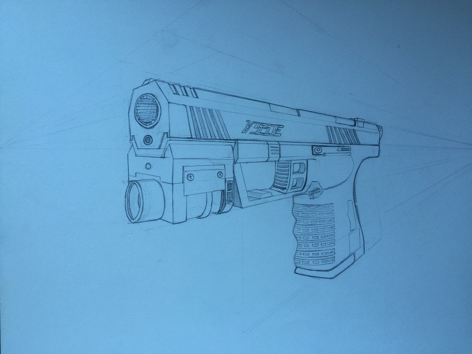 how to draw a gun in perspective