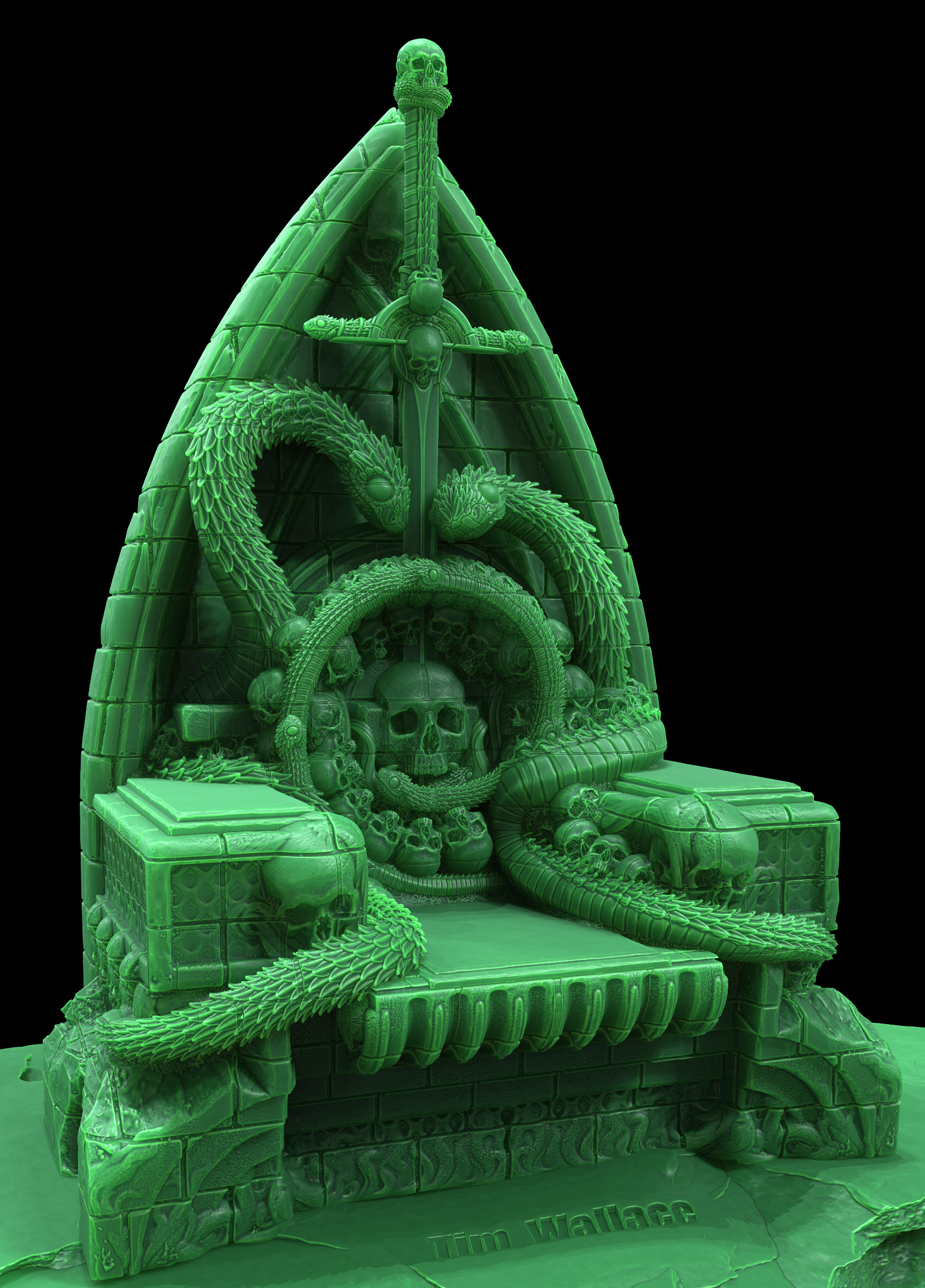 ArtStation - Snake-Skull Throne Voxel Sculpt