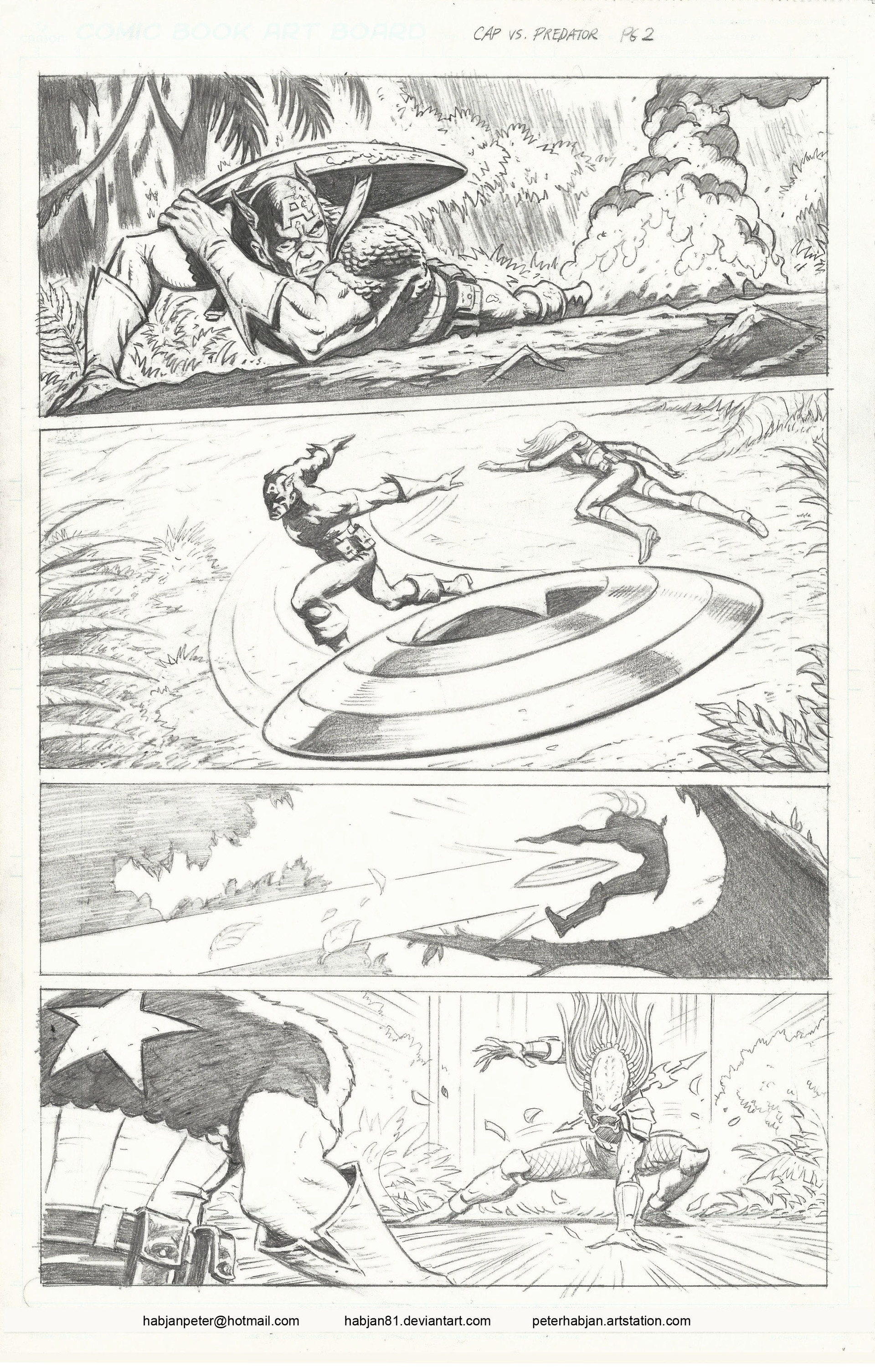 ArtStation - Captain America vs Predator