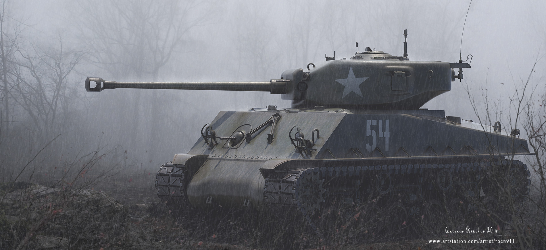 ArtStation - M4A3E8 Sherman Tank (3D MODEL)