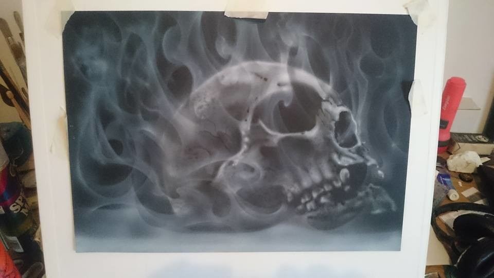 ArtStation - Airbrush Skull and smoke