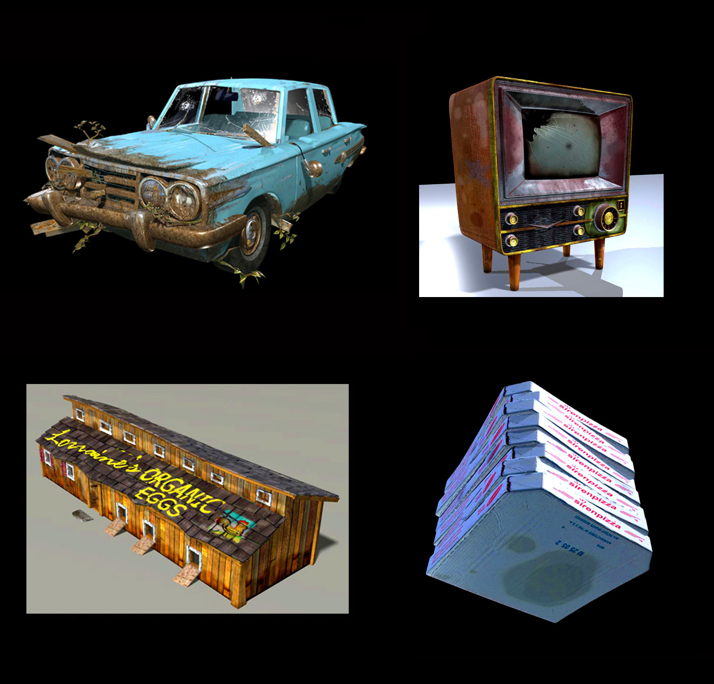Craig Voigt - 4 Textured items I did for the movie "Barnyard"