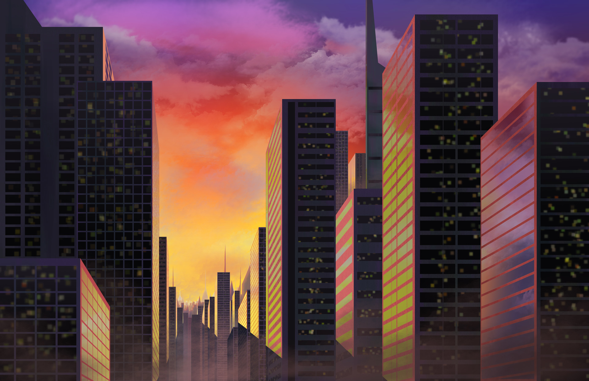 ArtStation - Sunset Skyscrapers