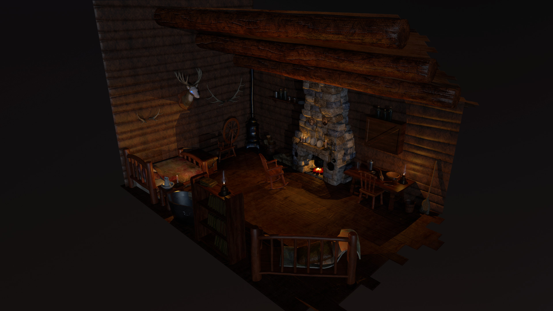 ArtStation - Stylized Log Cabin