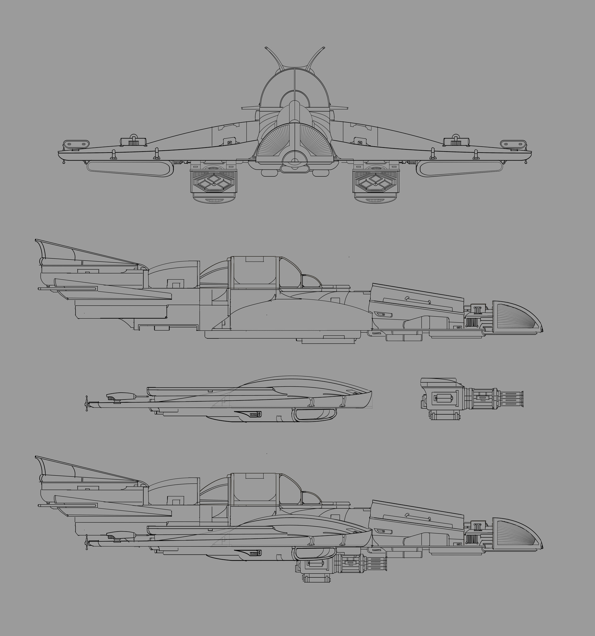 Spacecraft 3 View Drawings