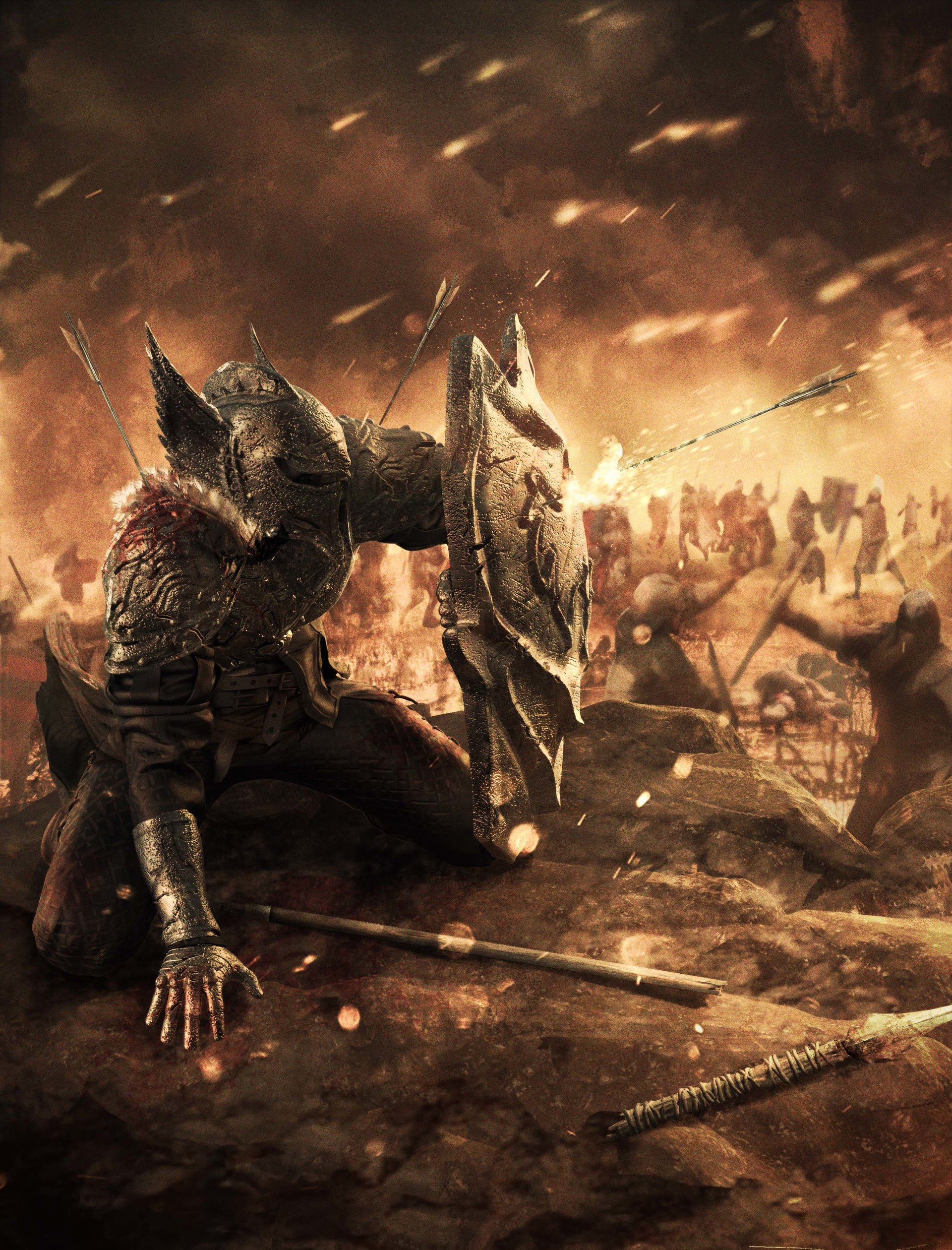 defeated warrior drawing