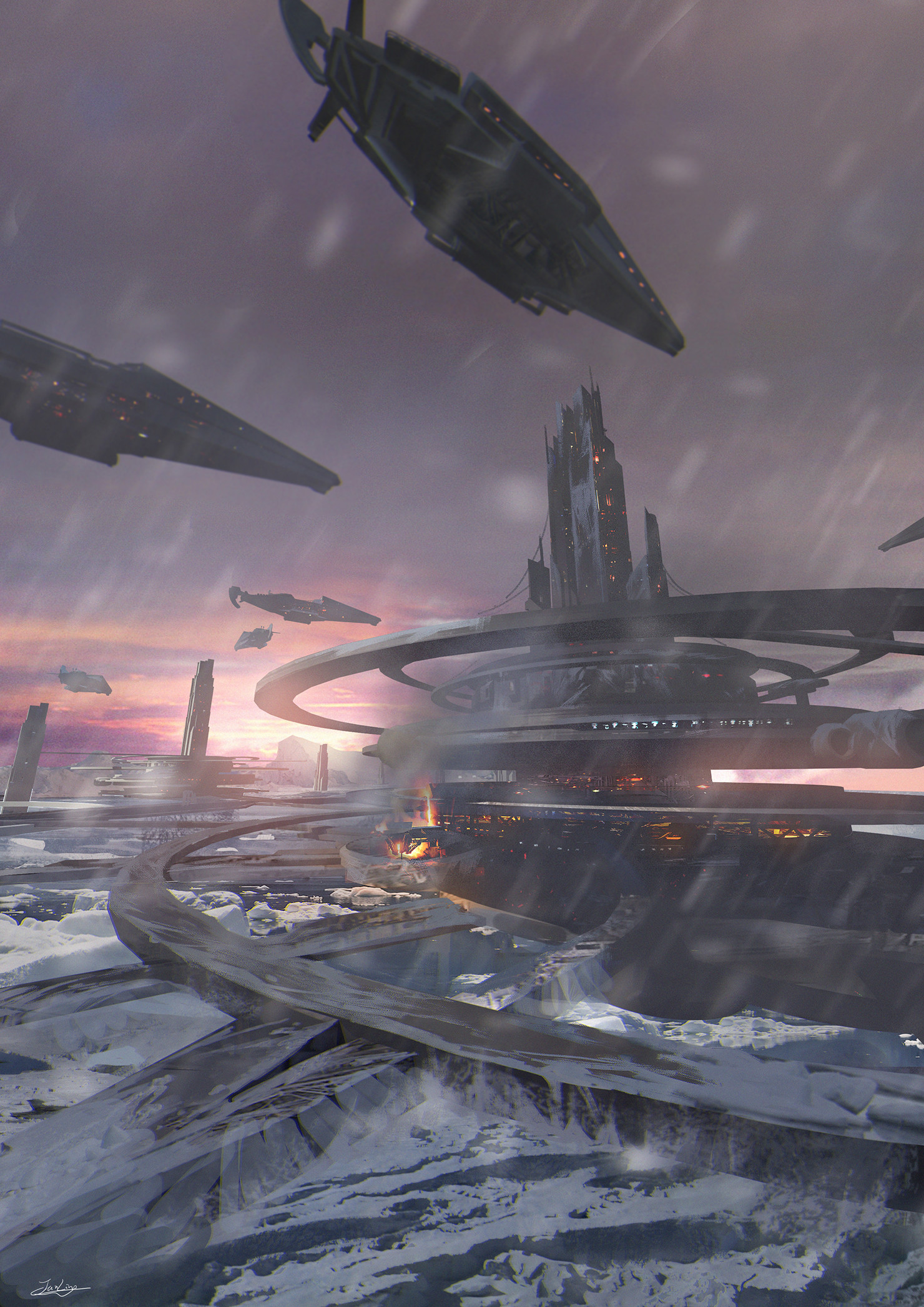 Junling Wang - Science fiction scene in the snow