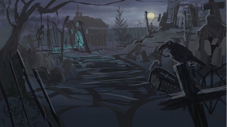 graveyard background anime