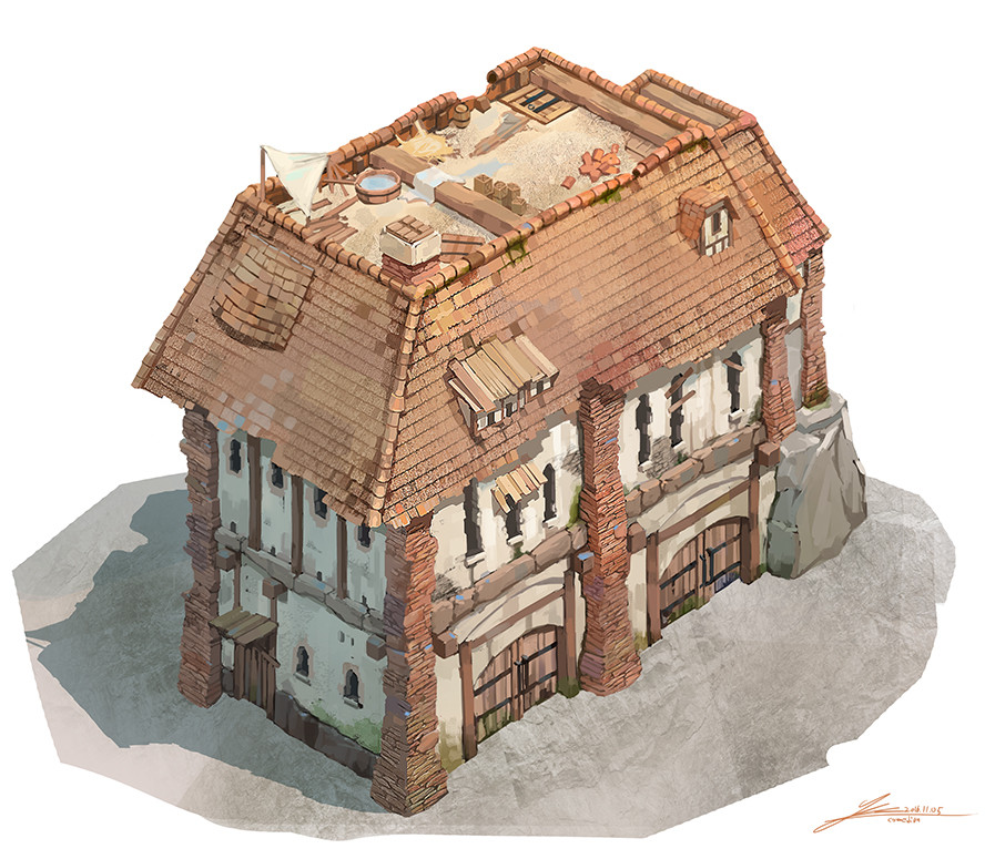 ArtStation - Stone village-house1