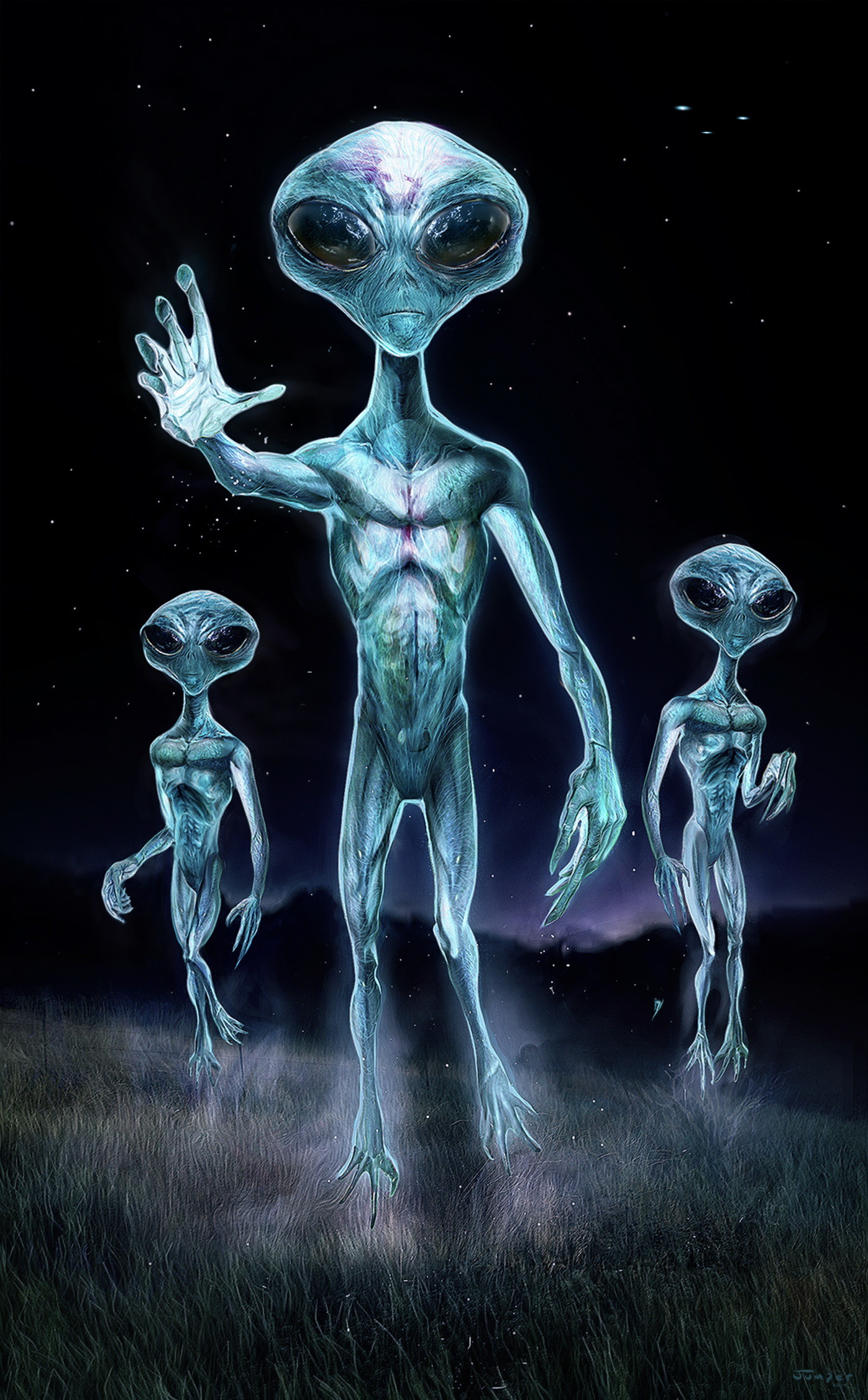 grey alien artwork