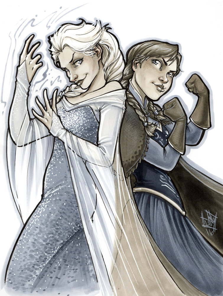 how to draw a picture of elsa and anna