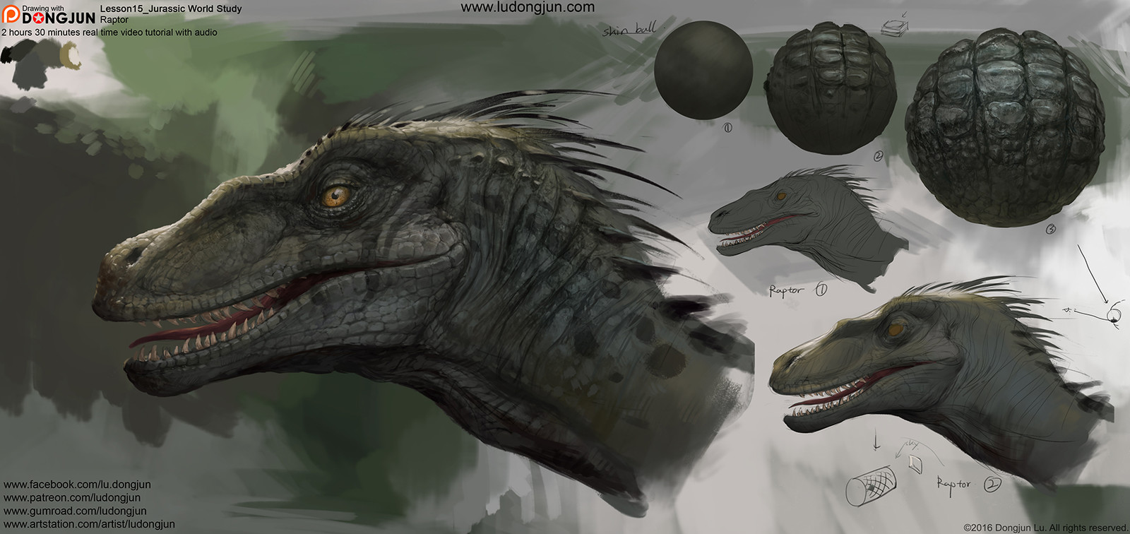 Russell Dongjun Lu - Lesson15_Jurassic World Study_Raptor Head
