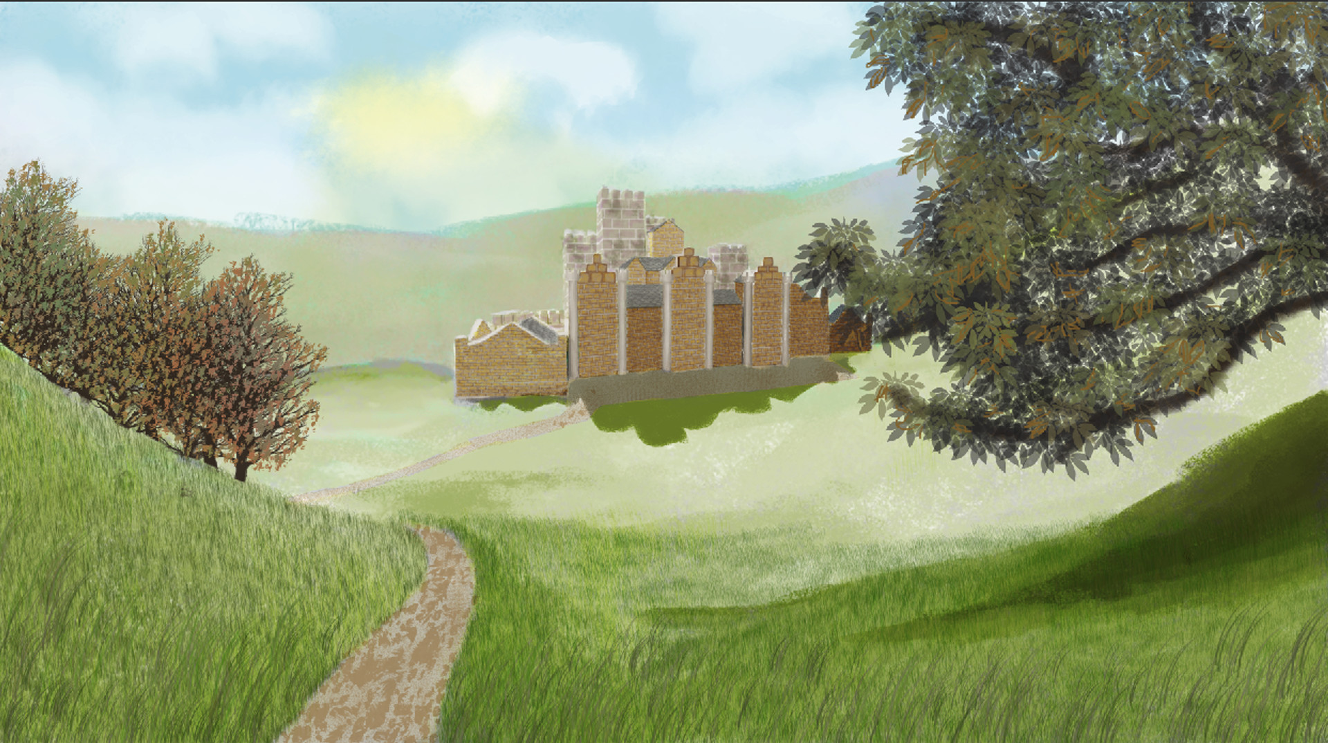 ArtStation - WORK IN PROGRESS. Fowl Manor, distance view