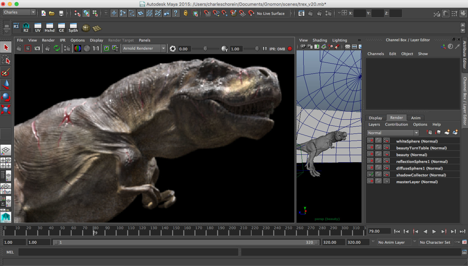 Charles Chorein - Gnomon Workshop - TRex - LookDev and Lighting in Maya ...