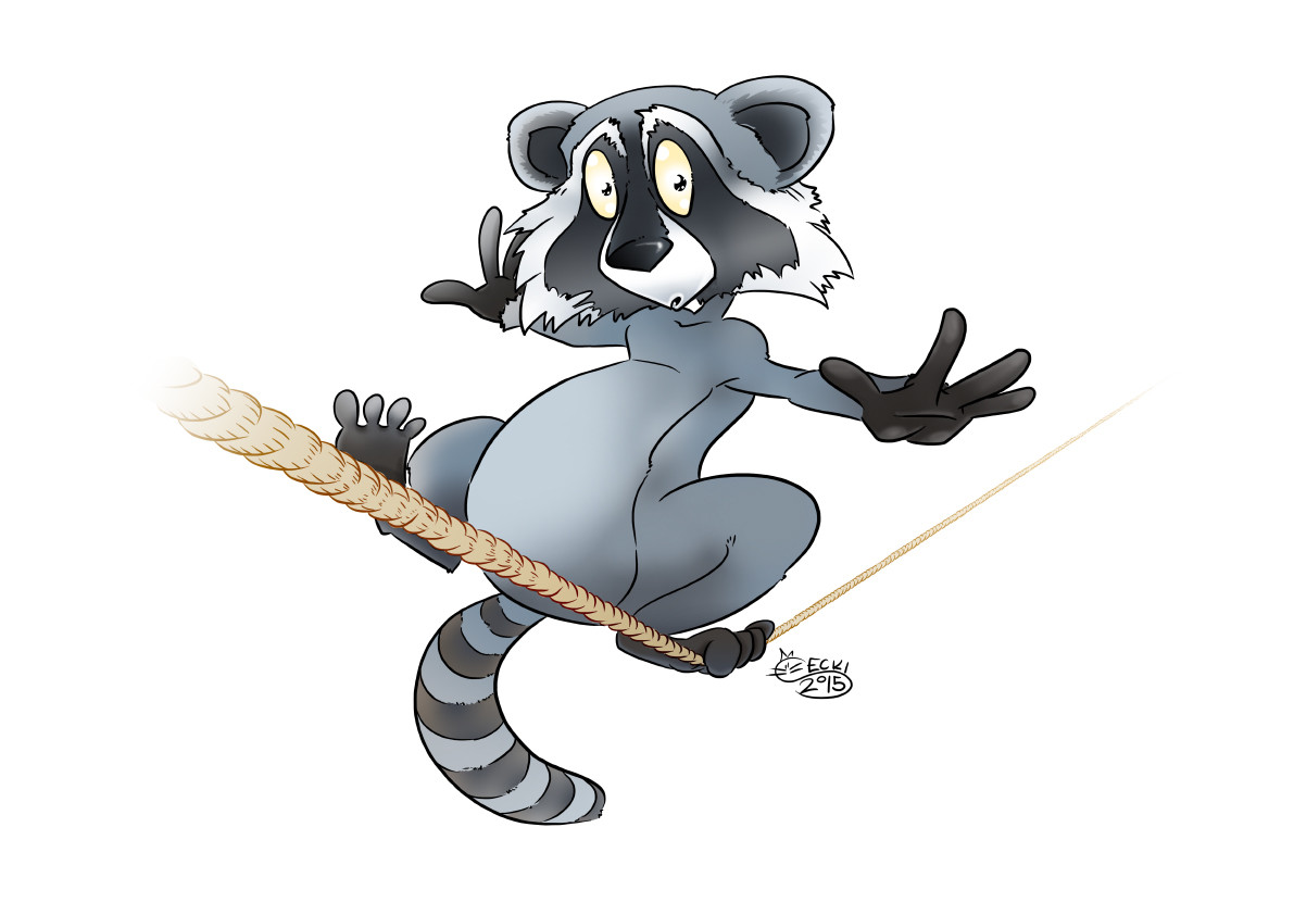 ArtStation - raccoon on the rope