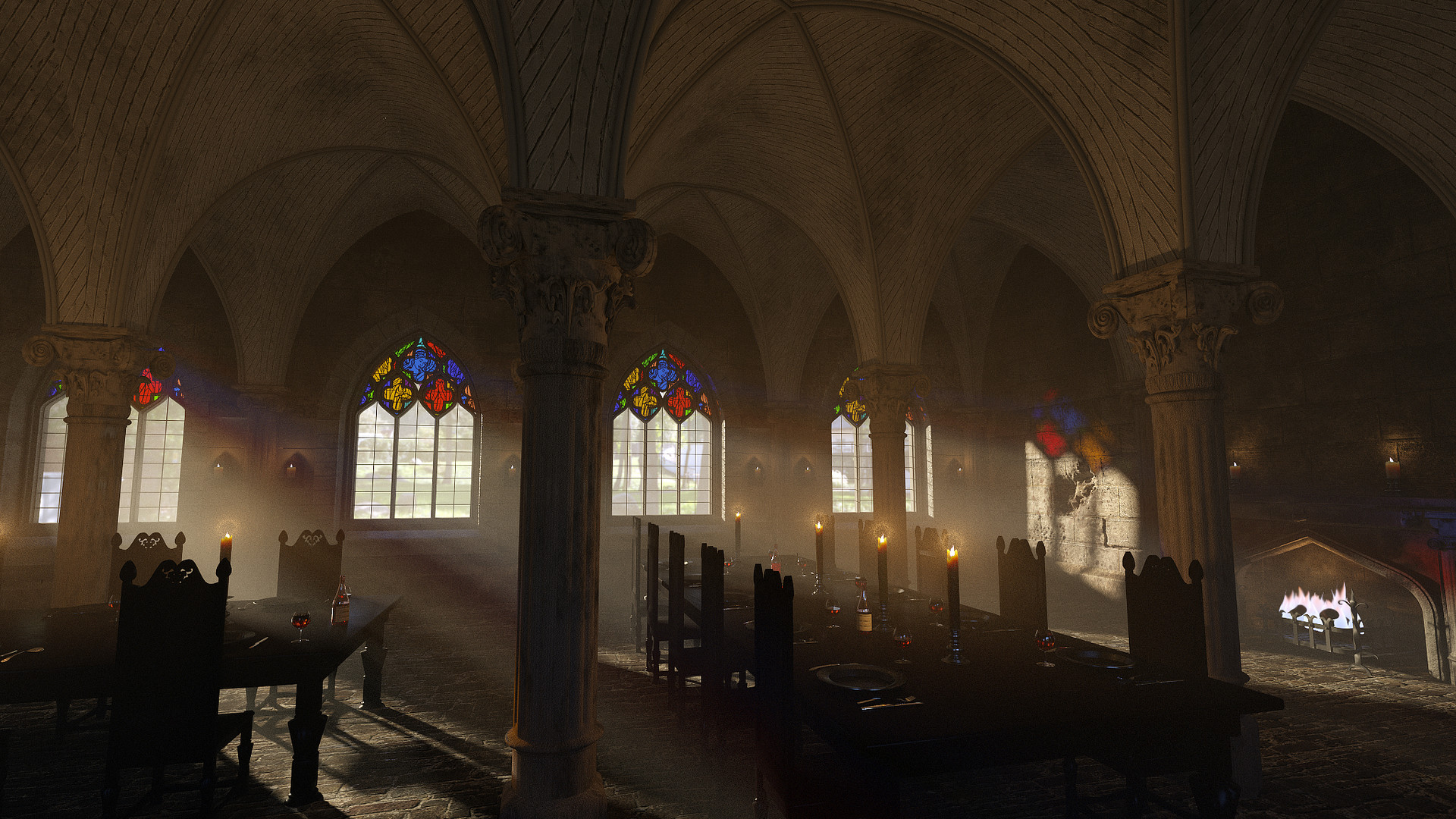 ArtStation - Gothic Hall modelled with 3DS Max. Rendered with Corona ...