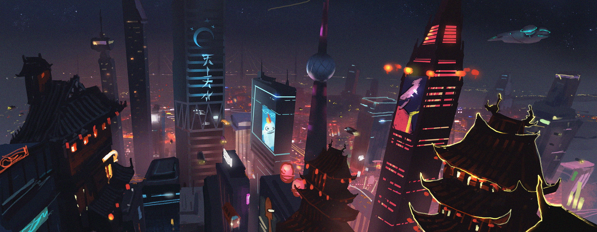 ArtStation - Tower nightscape