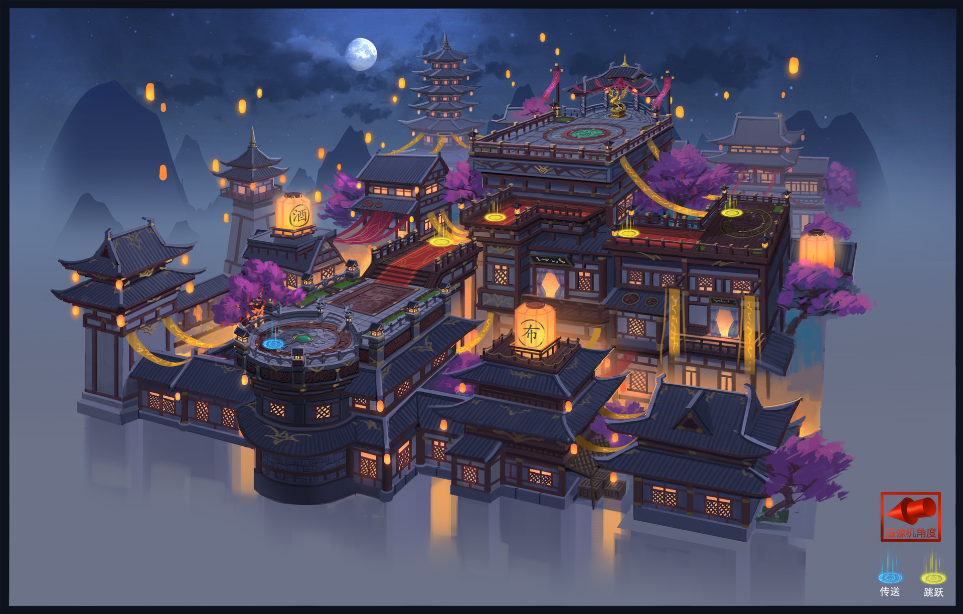 ArtStation - A conceptual design of a night-lit rooftop scene