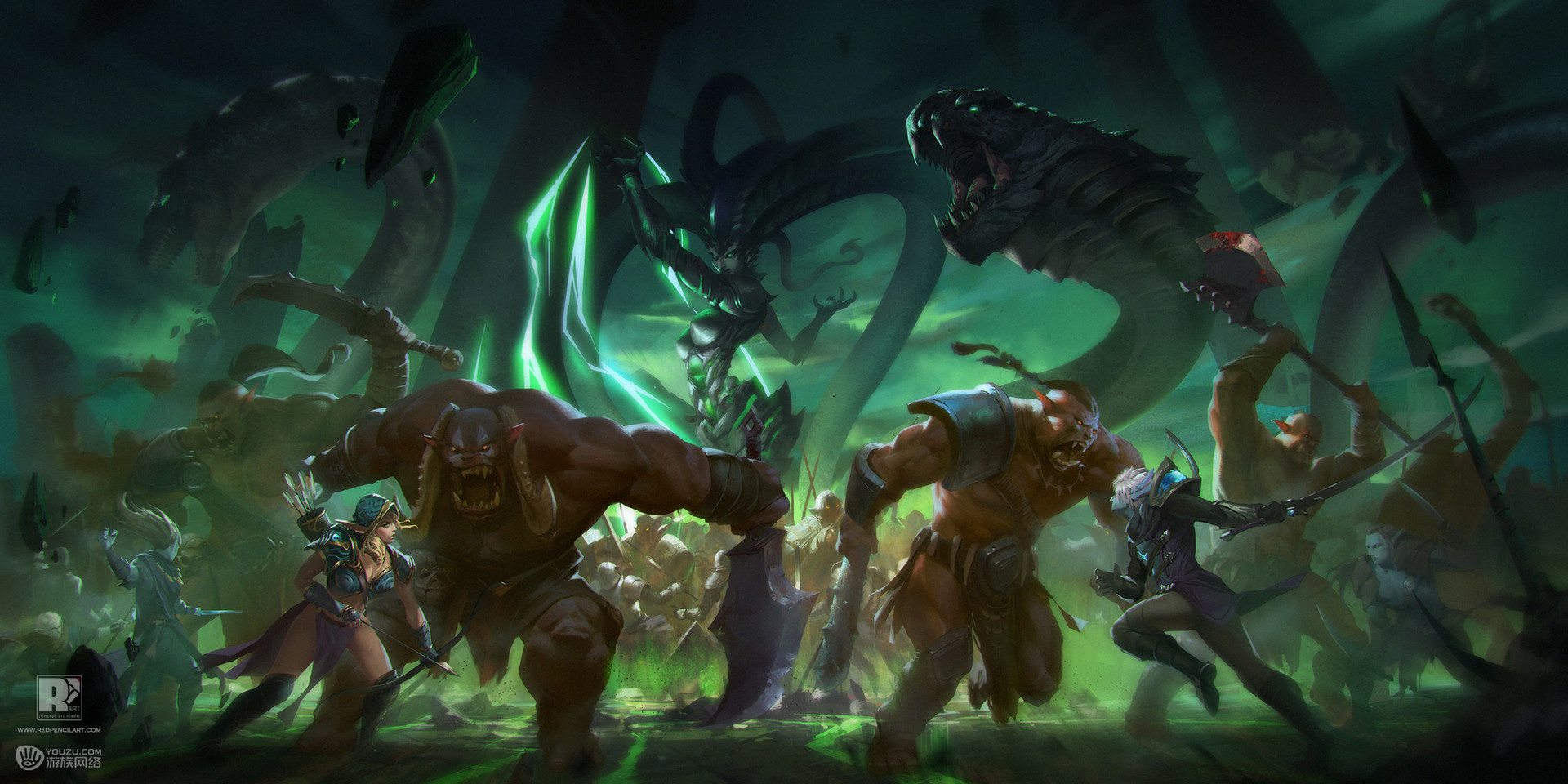 ArtStation - 精灵与兽人 Elfs-VS-Orcs