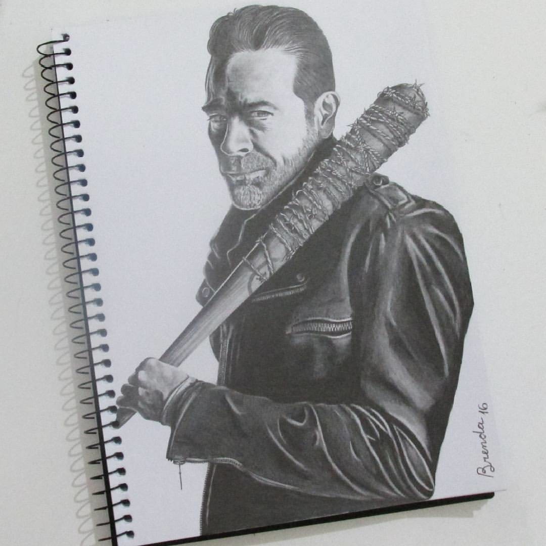 Negan with Lucille Sketch Artwork by Brenda Duarte : r/thewalkingdead