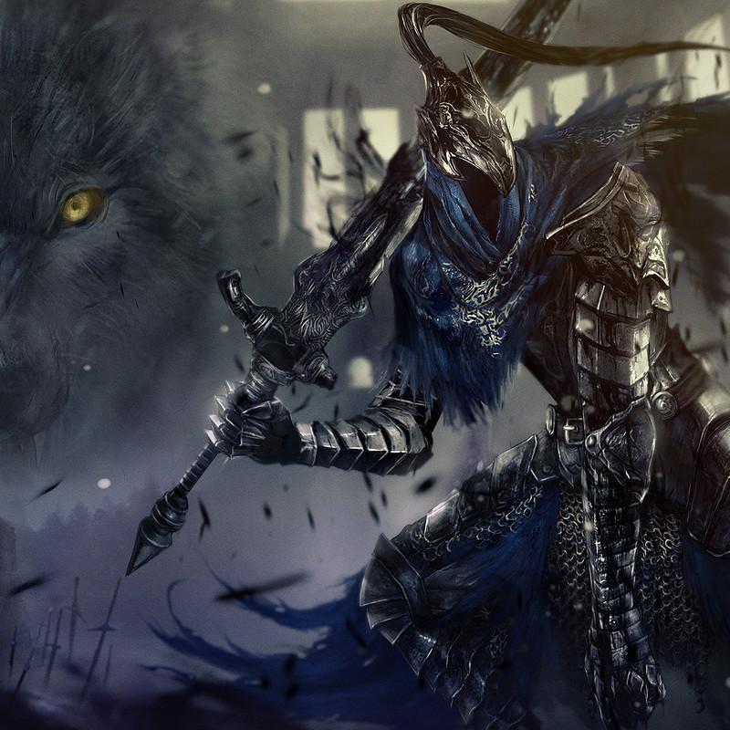 ArtStation - Artorias the Abysswalker and Sif, Raquel Cornejo