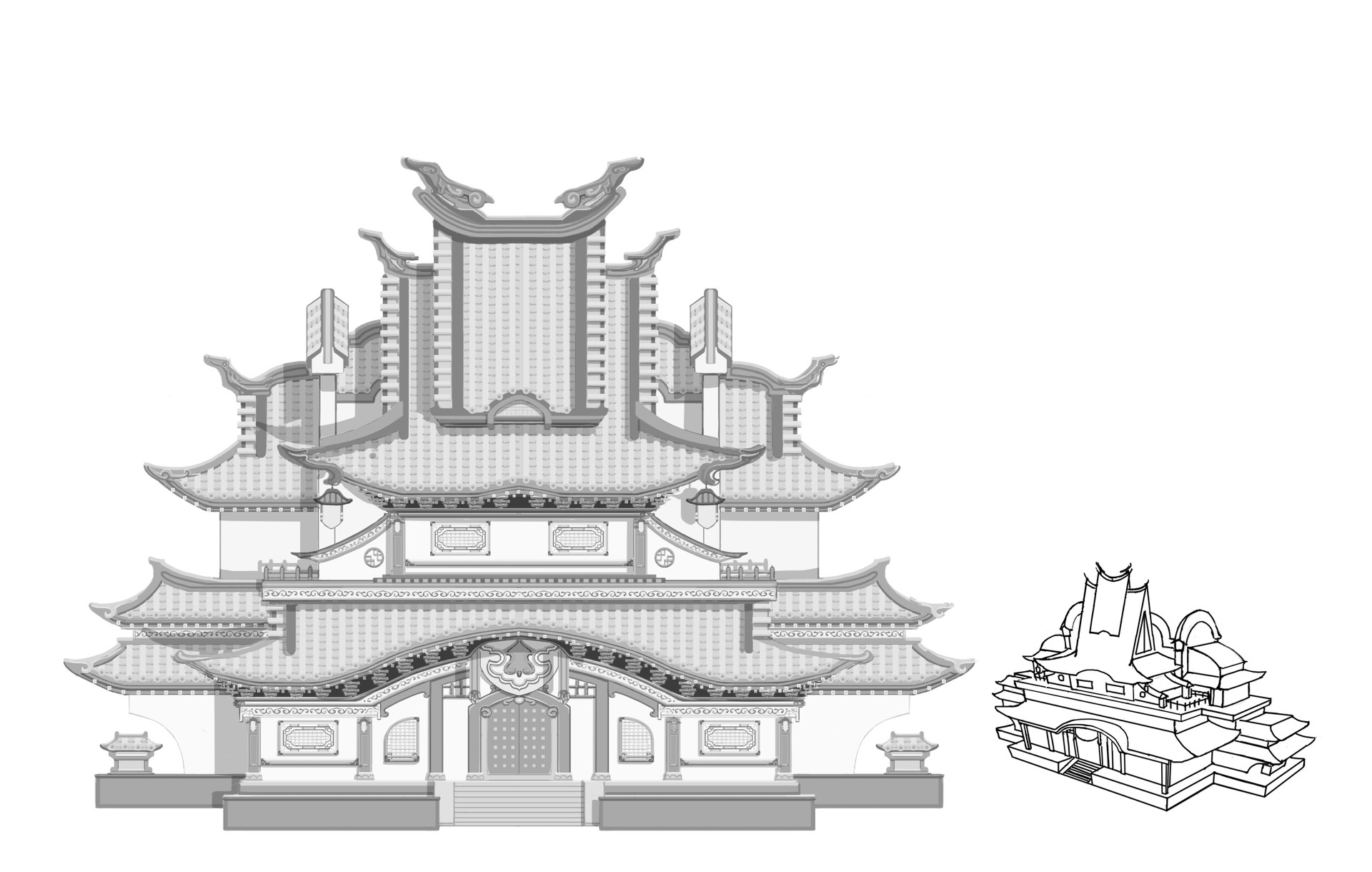 ArtStation - Chinese architectural design 正视稿5
