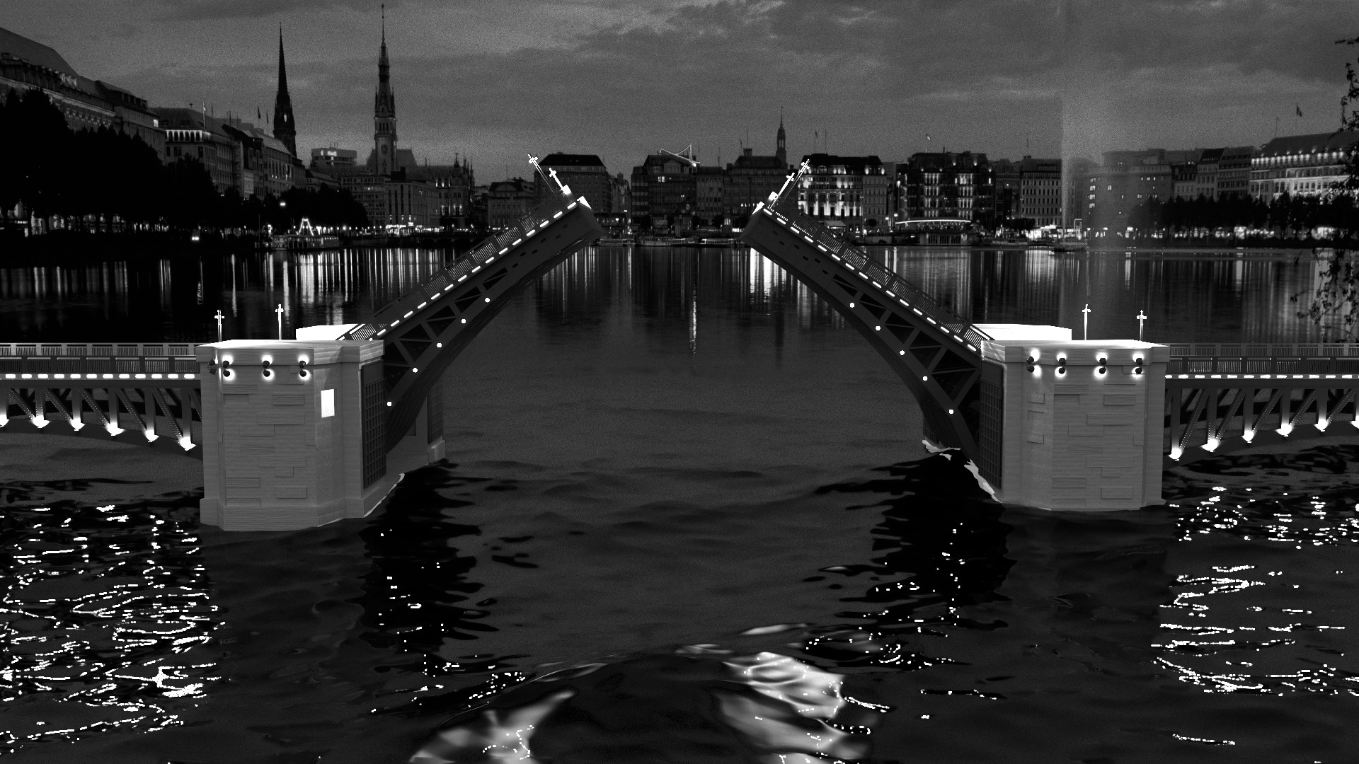 ArtStation - Drawbridge at Night