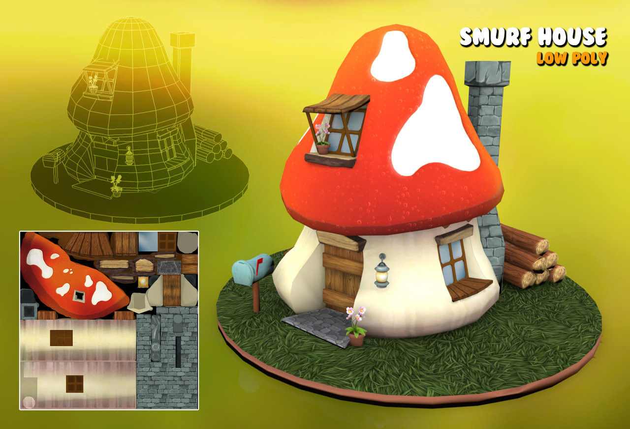ArtStation - Smurf house - low poly