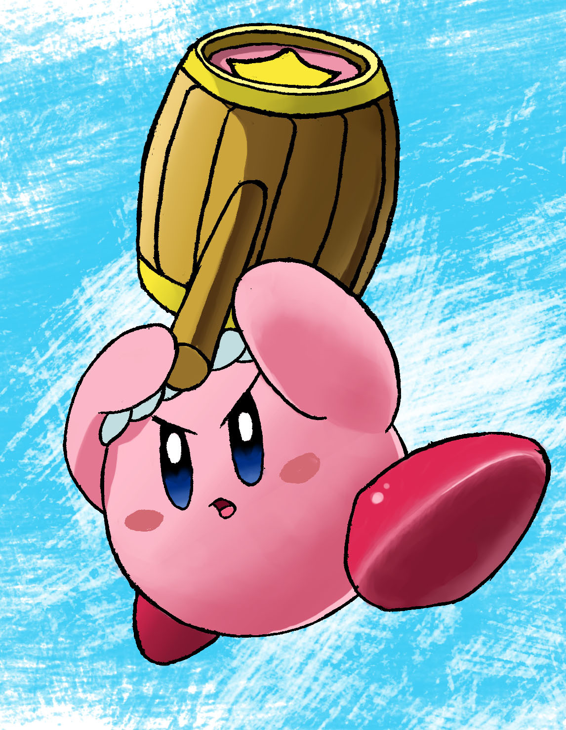 how to draw kirby with a hammer