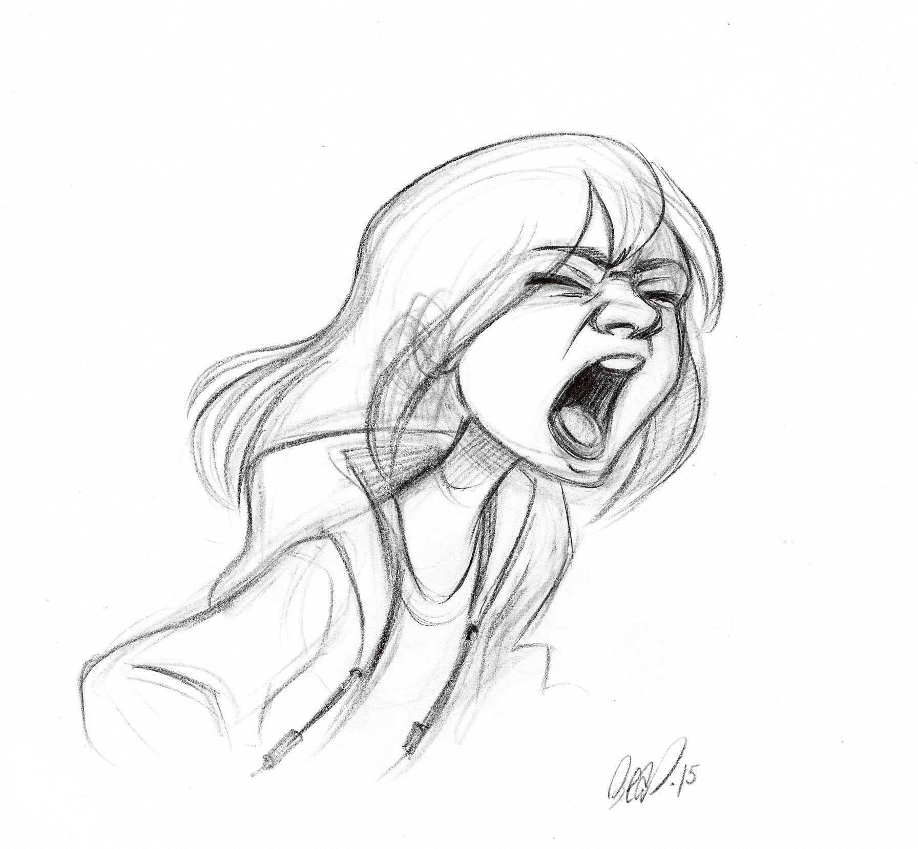 how to draw a girl yelling