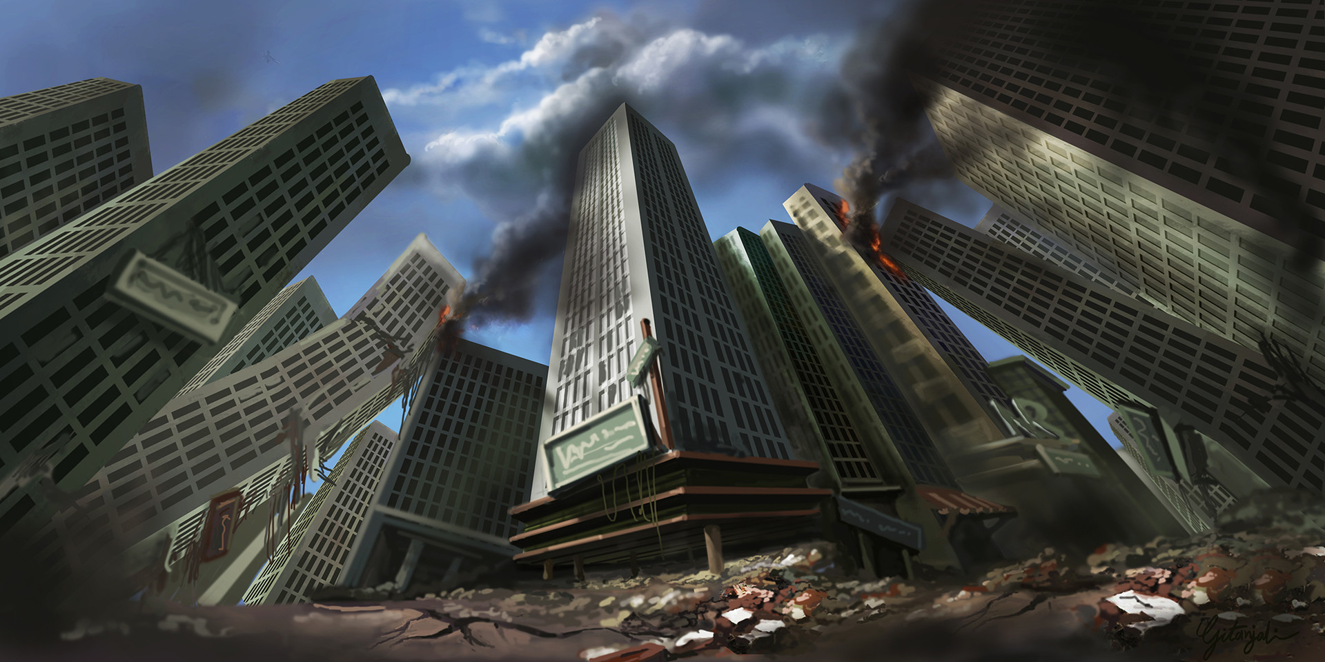 ArtStation - destroy the city concept art