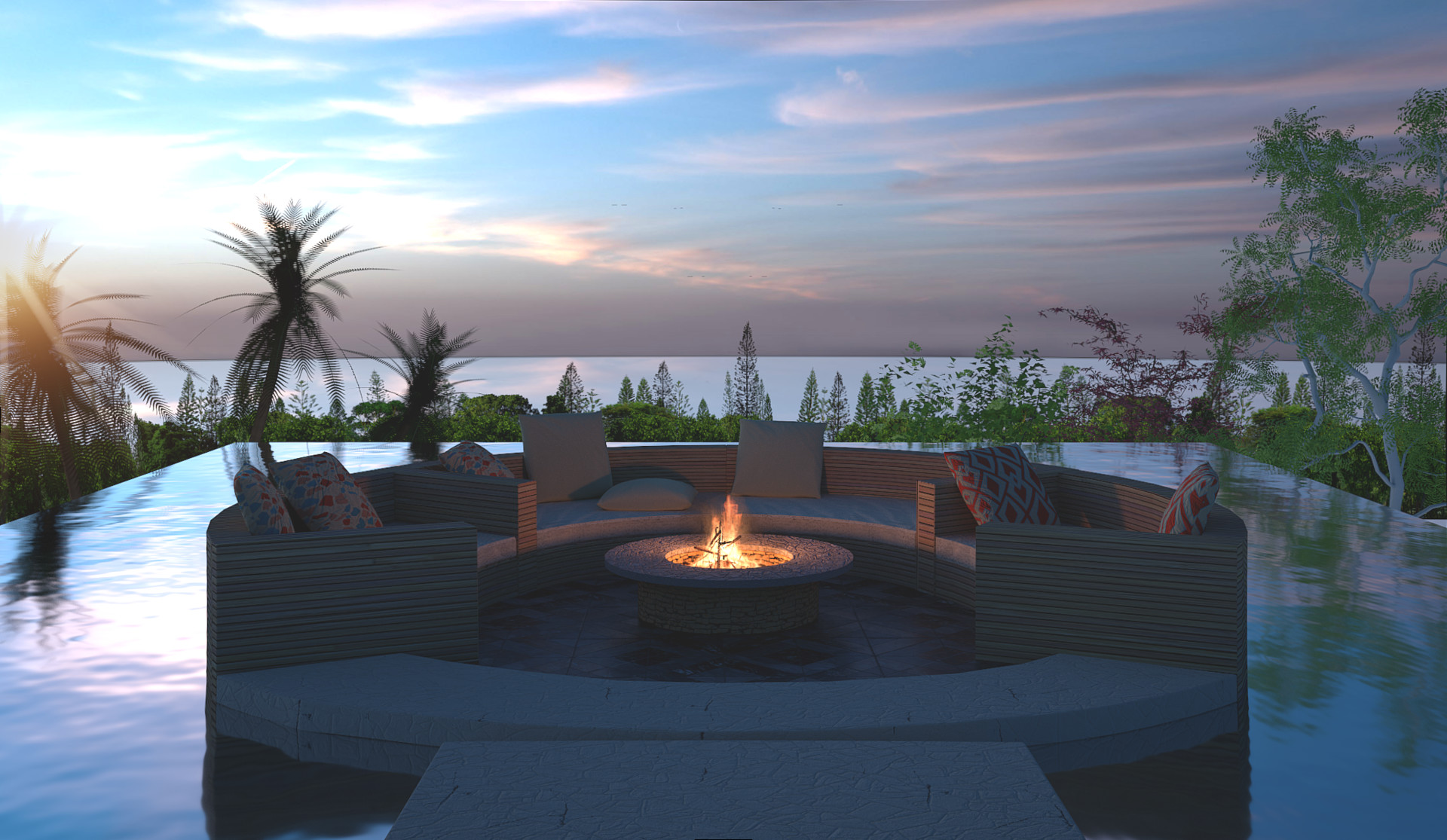 ArtStation - Pool Side Sunset