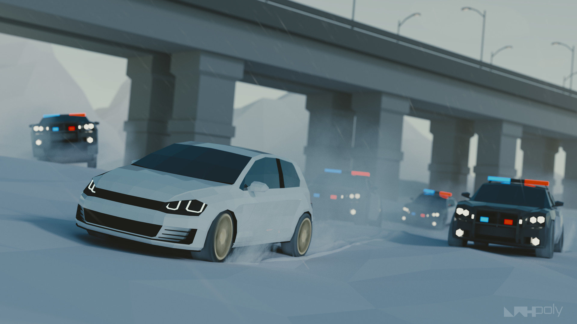 ArtStation - Police Chase - Low Poly Blender Render