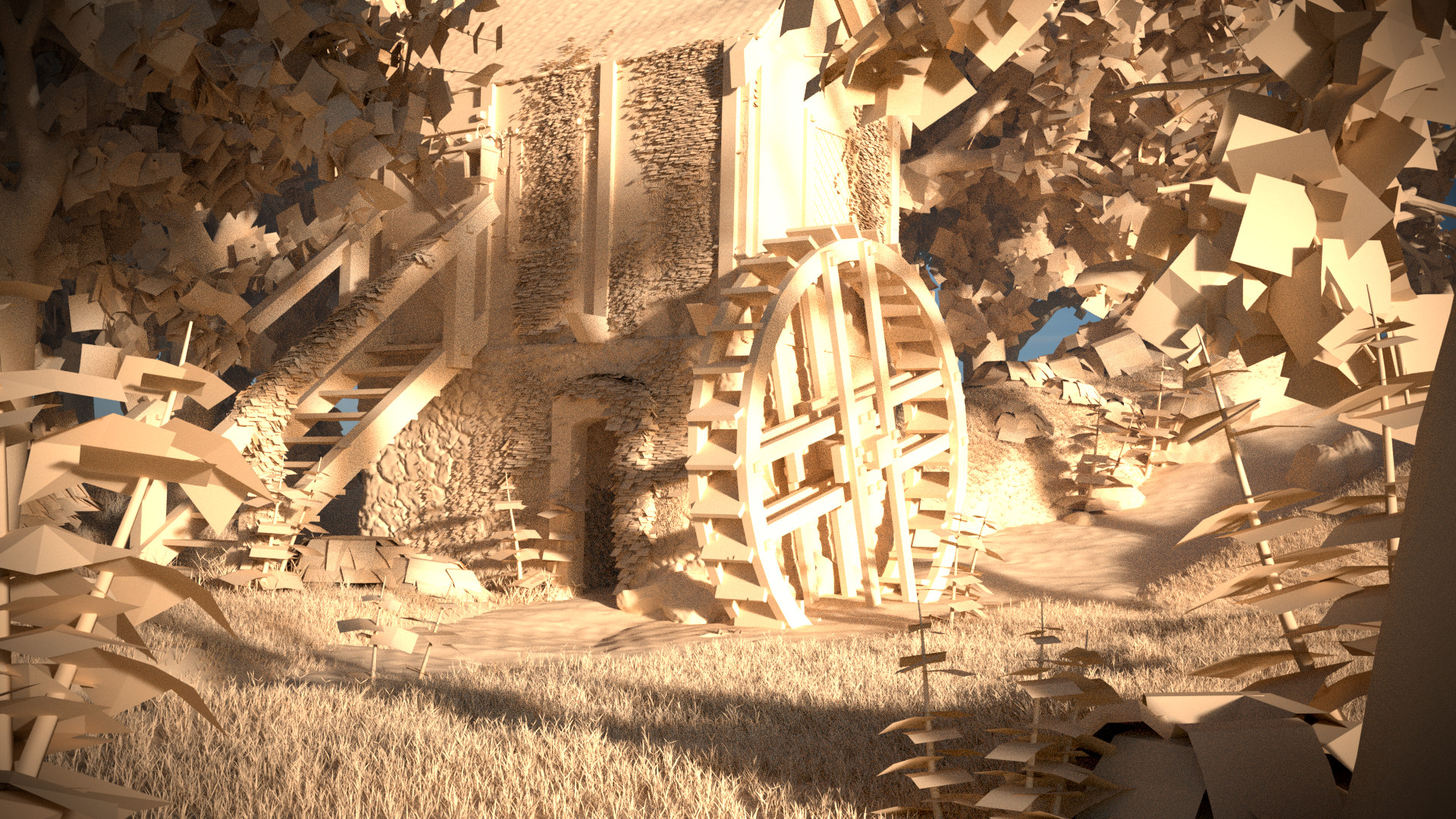 Justin Dolan - House with a water wheel.