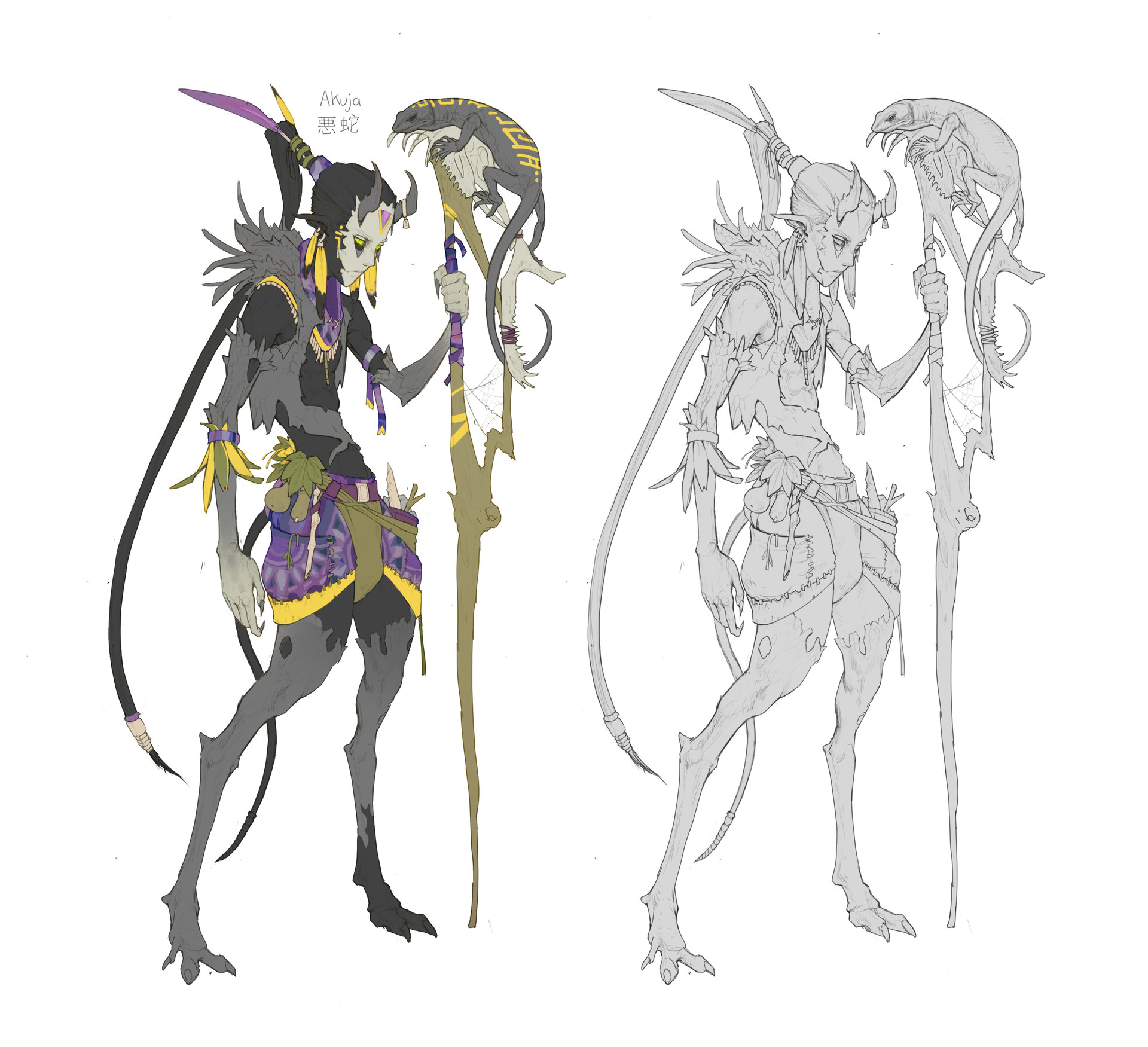ArtStation - Akuja 悪蛇 - Reptile Druid