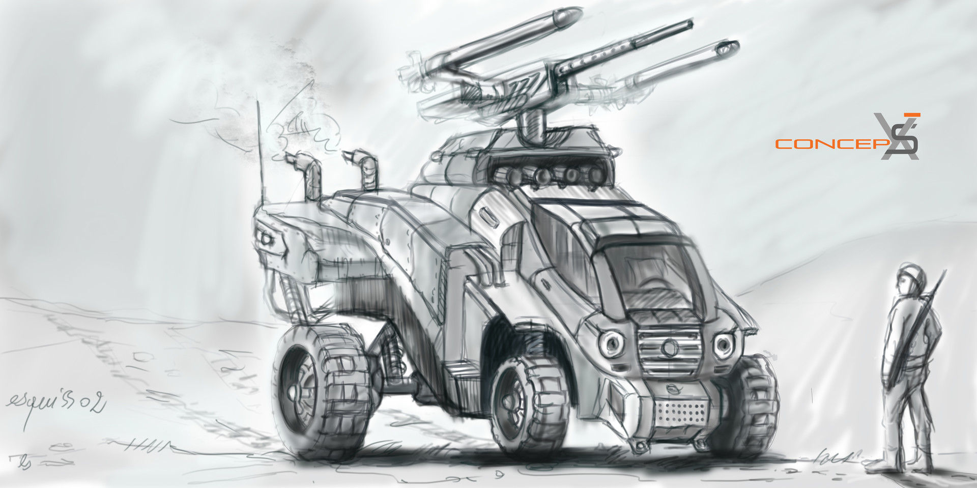 ArtStation - Sketch of military vehicle