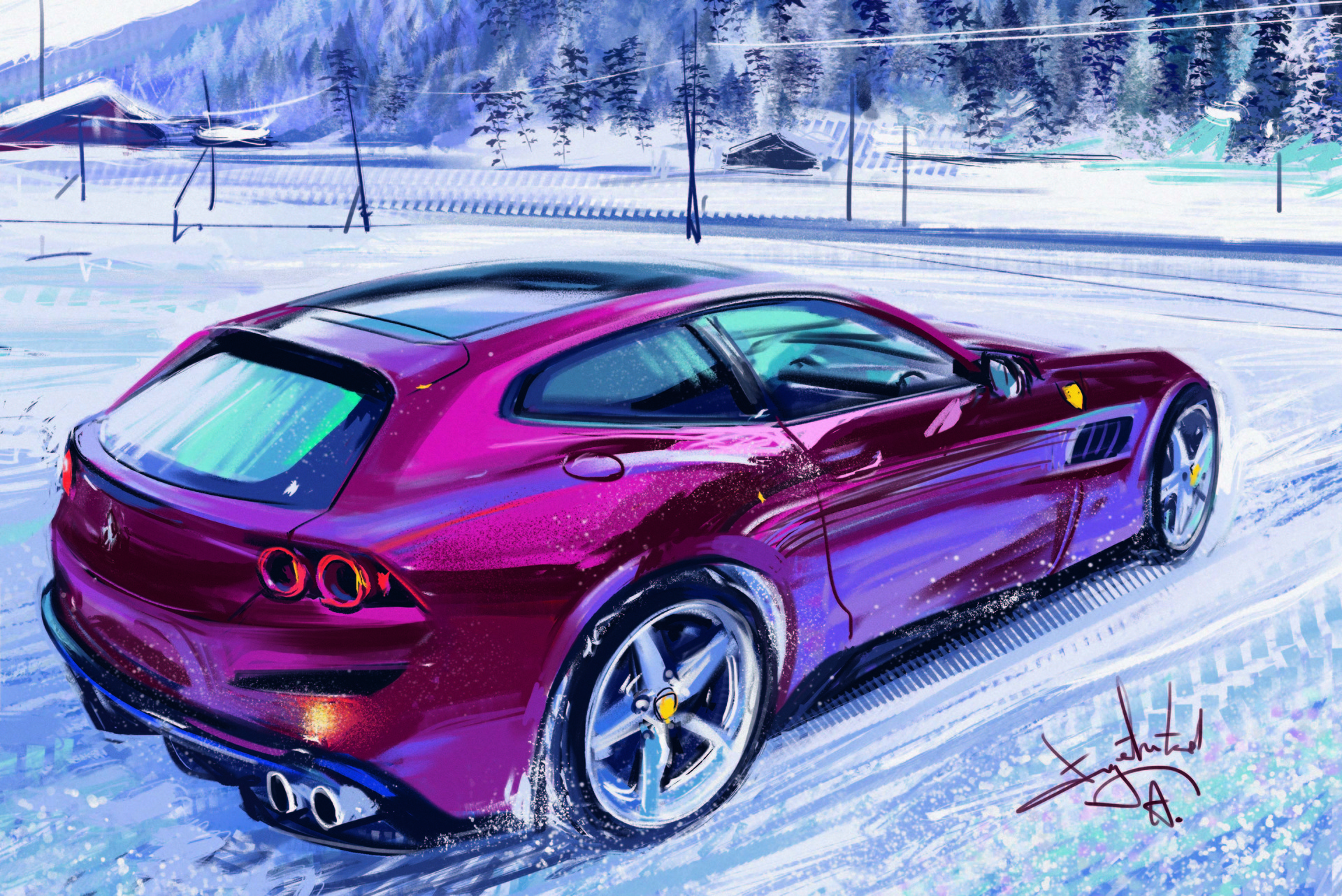 ArtStation - winter Ferrari