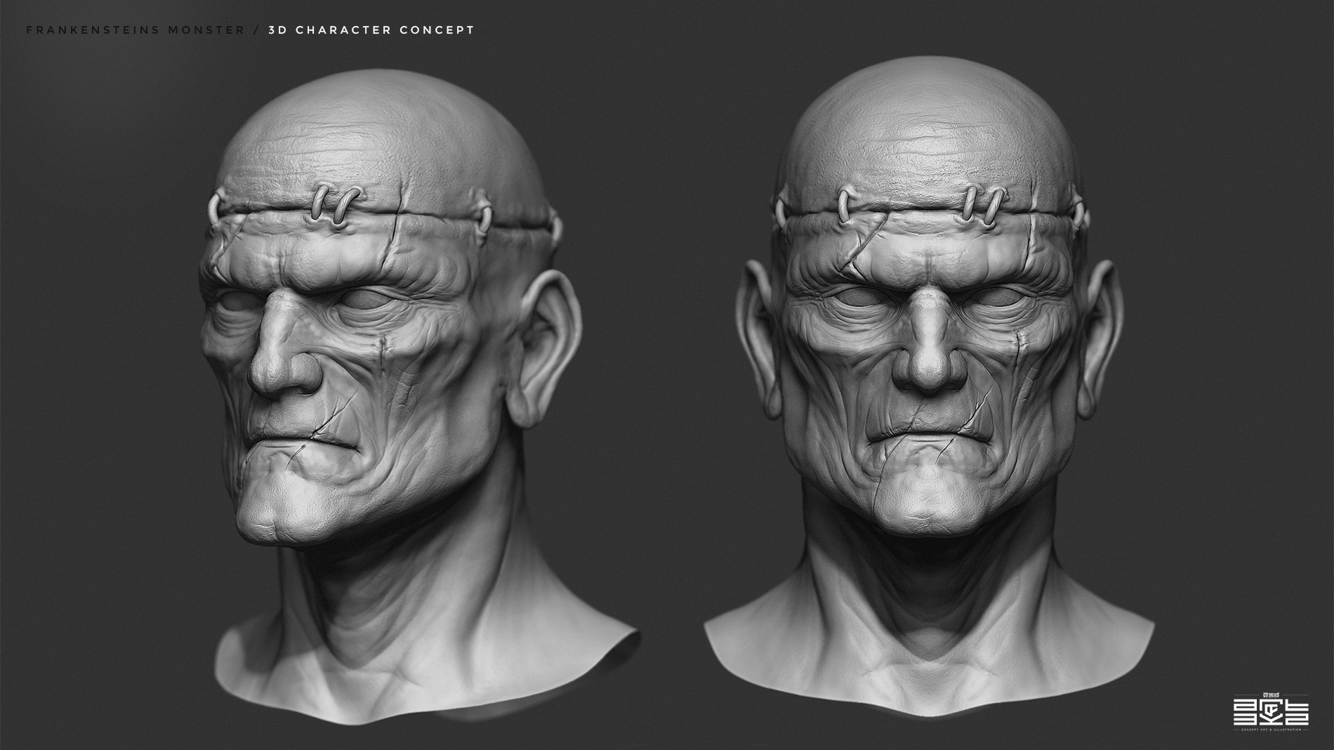 monster face drawing reference