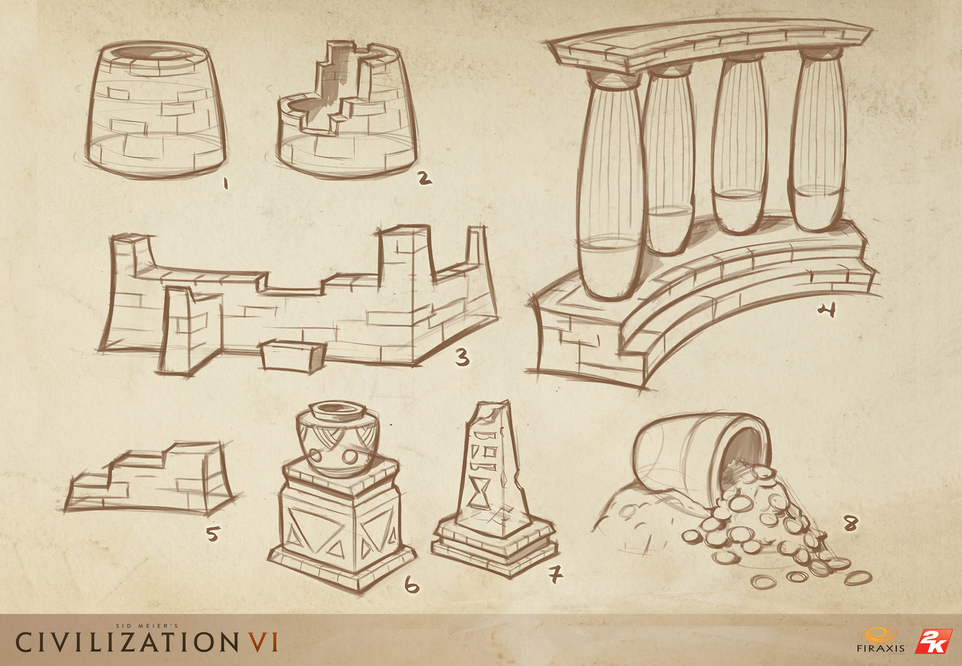 Kat Nicole Berkley - Civilization VI Architectural Sketches